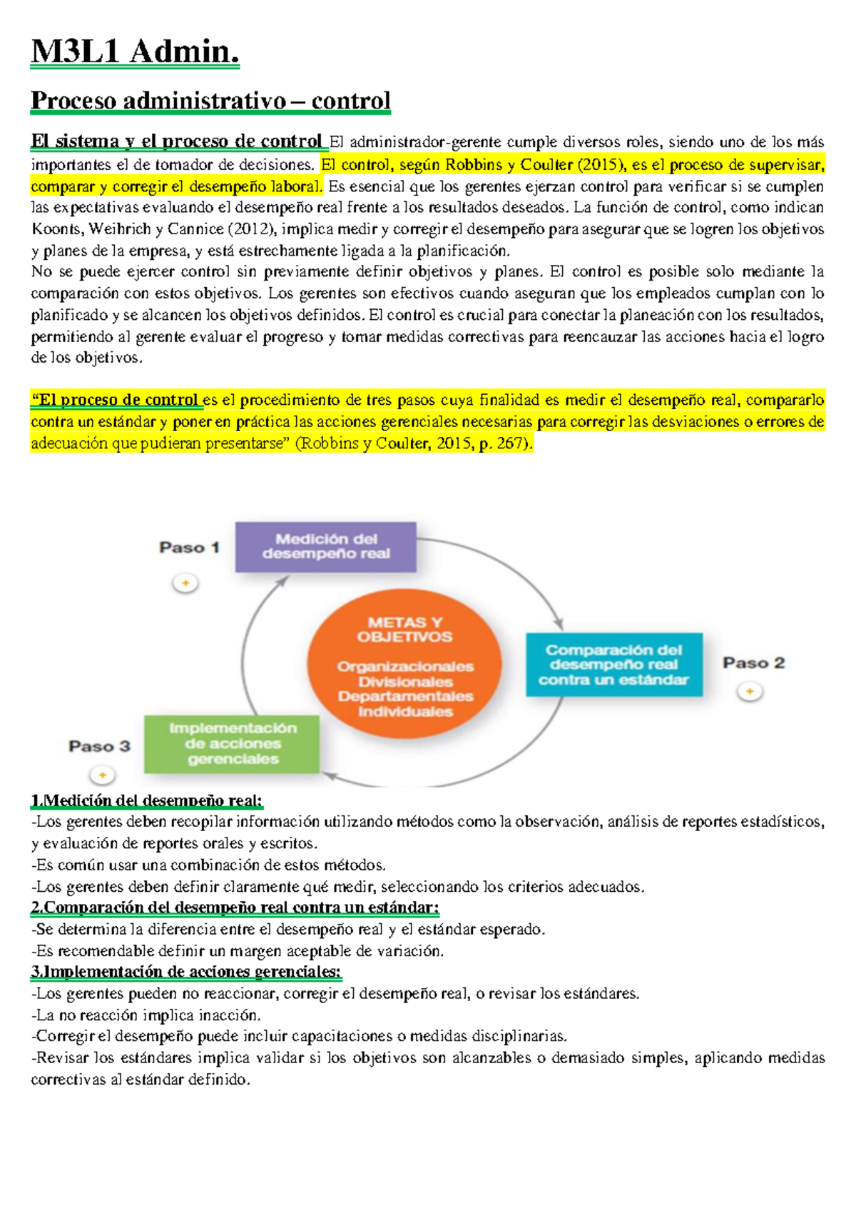 Resumen admin M3 y M4 - sad - M3L1 Admin. Proceso administrativo – control El sistema y el ...