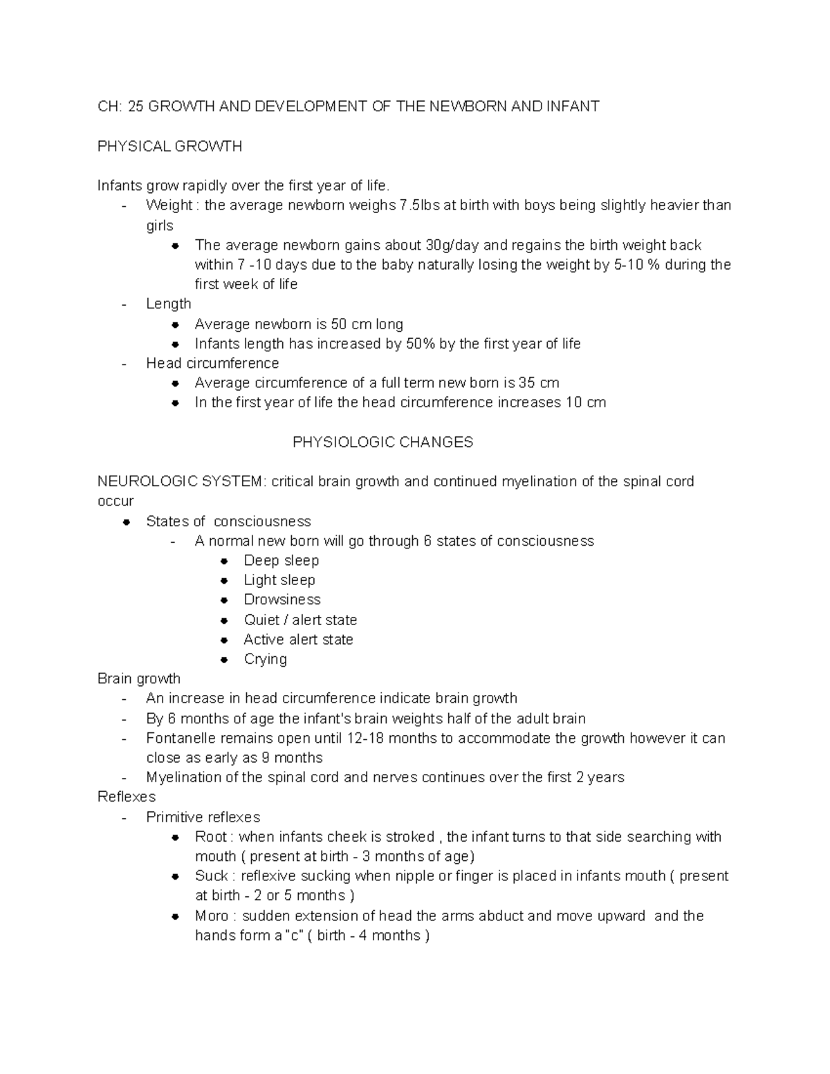 Pediatrics ch 25 - these are the study guide notes I created - CH: 25 ...