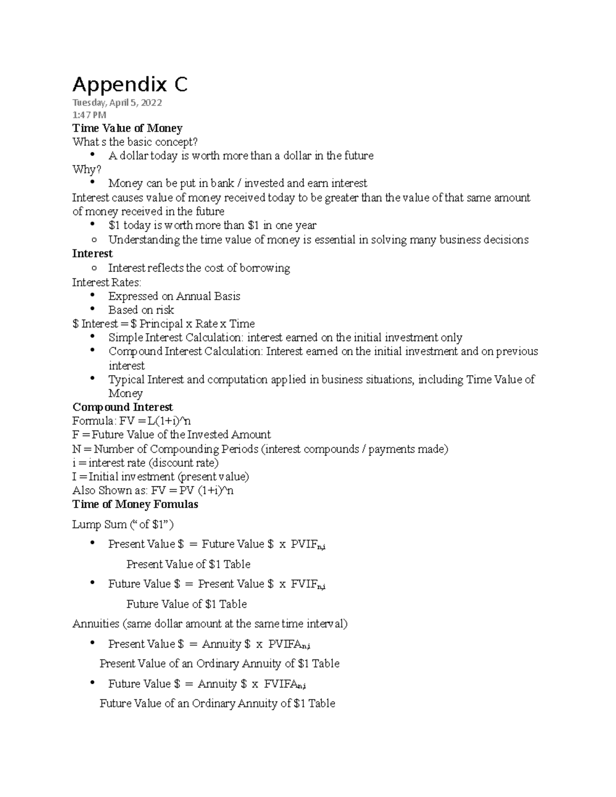 Accounting Appendix C - Appendix C Tuesday, April 5, 2022 1:47 PM Time ...
