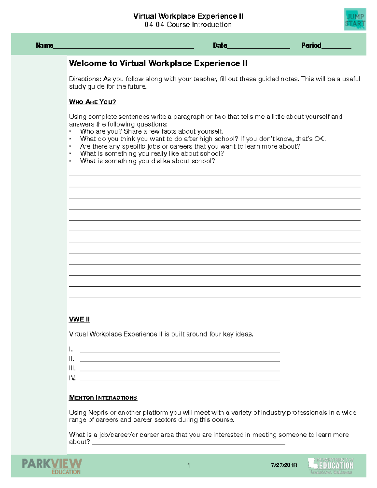 04 04 course introduction student handout - Virtual Workplace ...