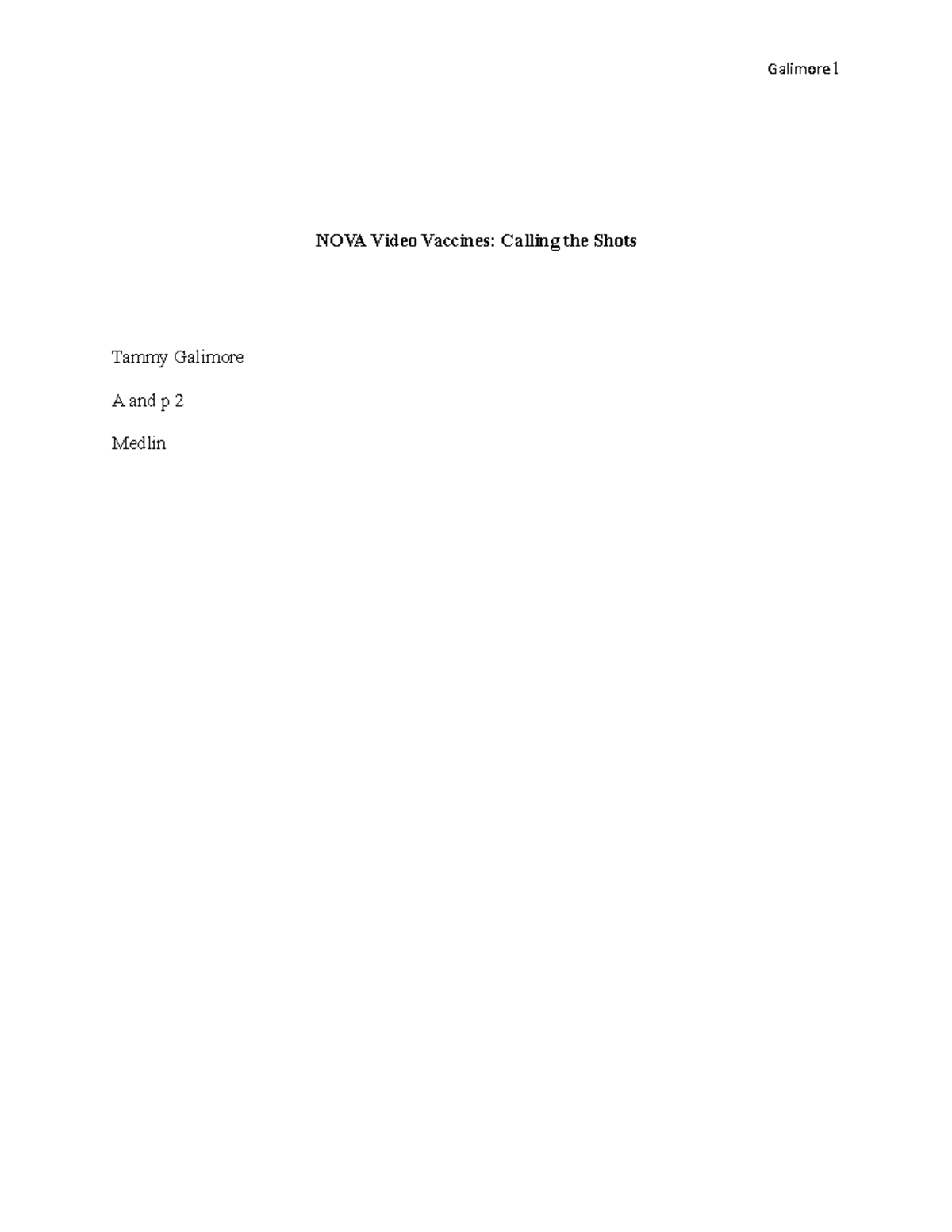 A and p homework vac - NOVA Video Vaccines: Calling the Shots Tammy ...