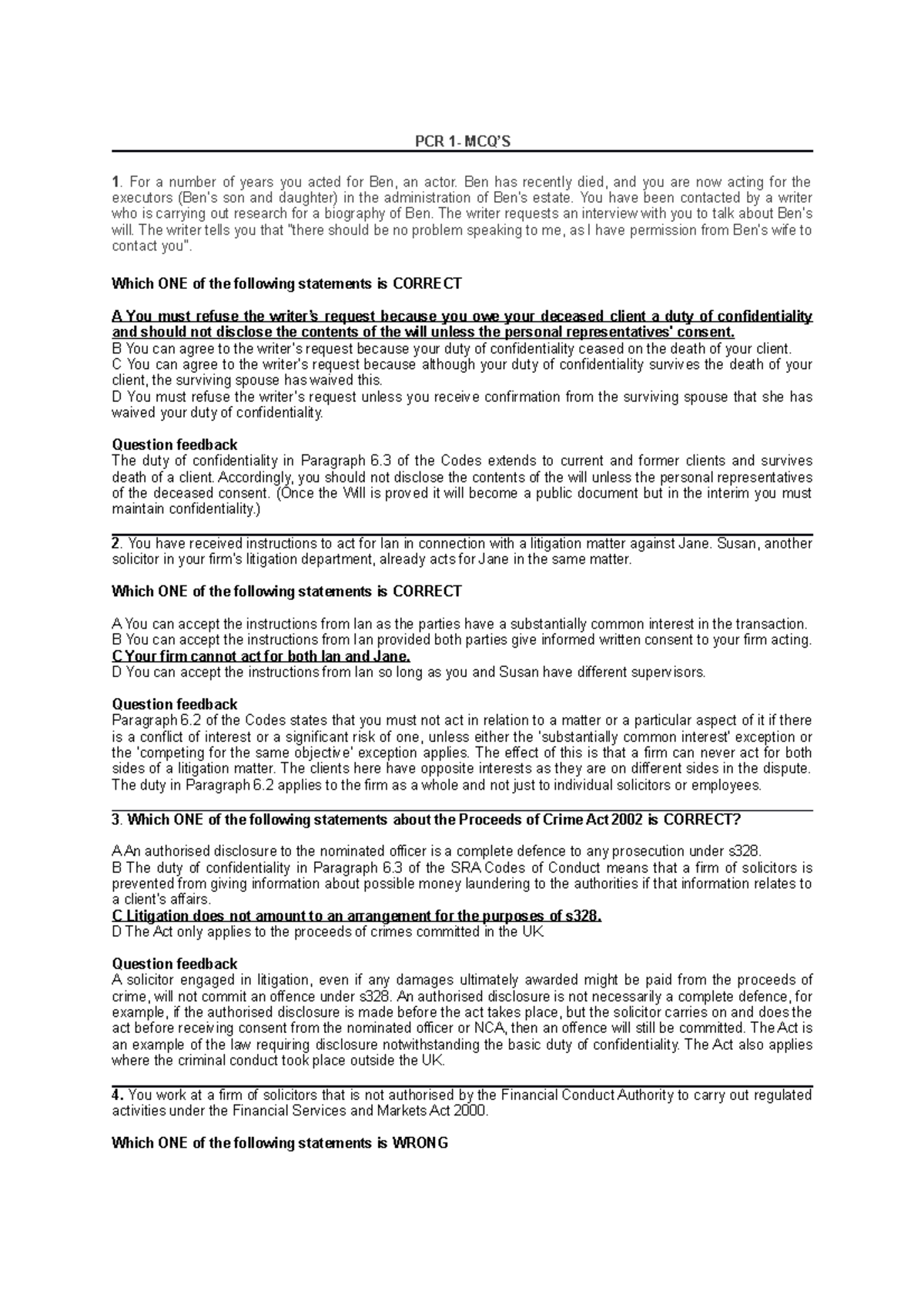 PCR 1 MCQ's - with answers - PCR 1- MCQ’S For a number of years you ...