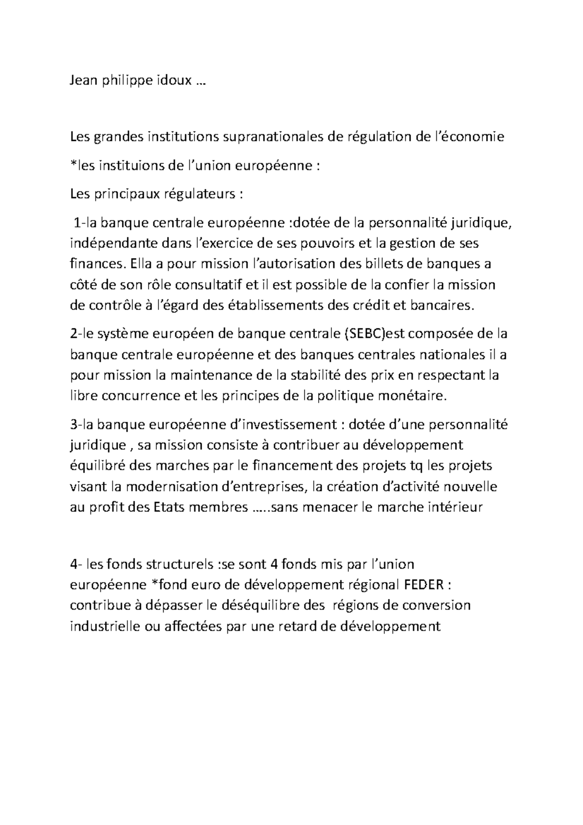 Les instittions internationales de régulation économique - Jean ...