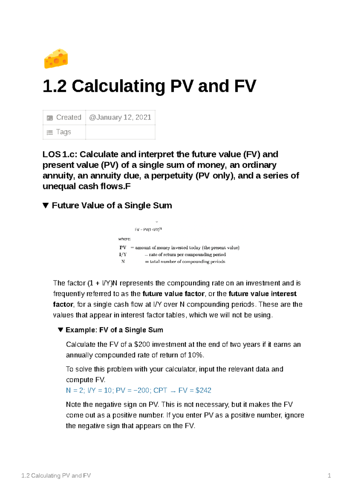1 - smhckdjshgvdsgvkwdgvucwghv - î 1 Calculating PV and FV Created Tags ...