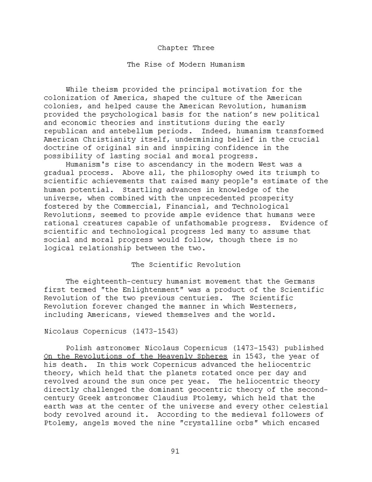 Chapter 3-HIST 363 - Chapter Three The Rise of Modern Humanism While ...