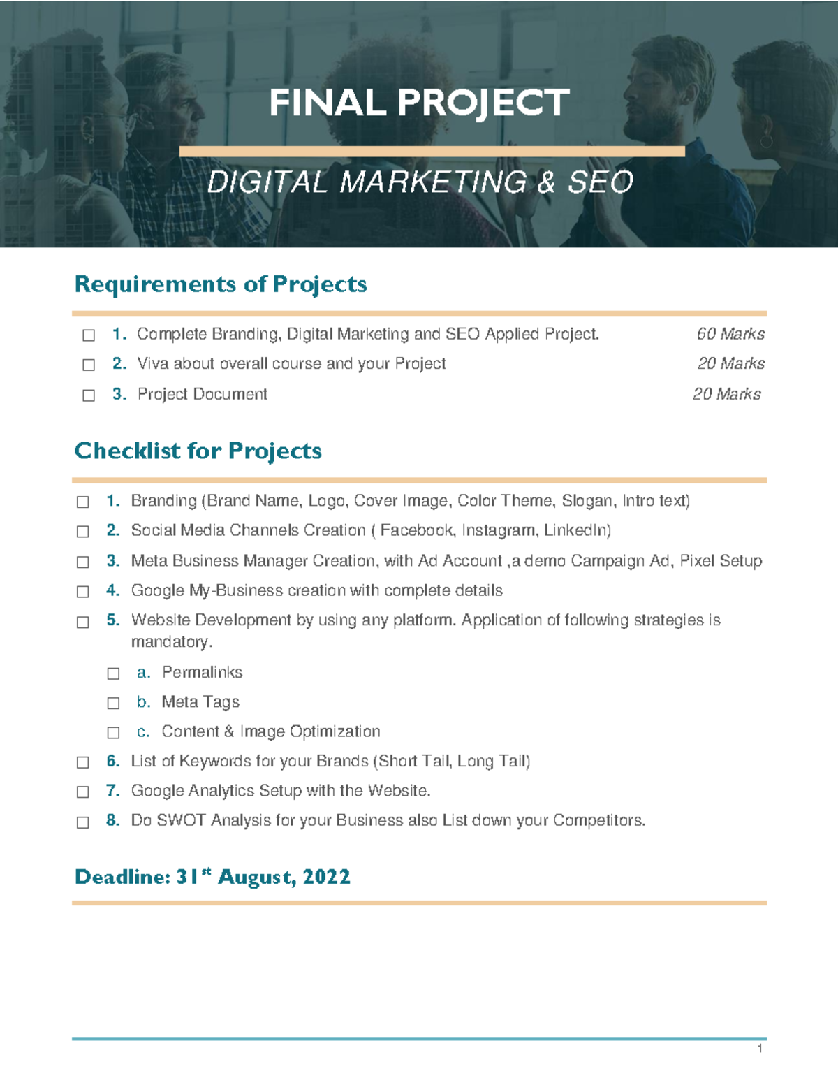 Final Project - Digital Marketing - 1 FINAL PROJECT DIGITAL MARKETING ...