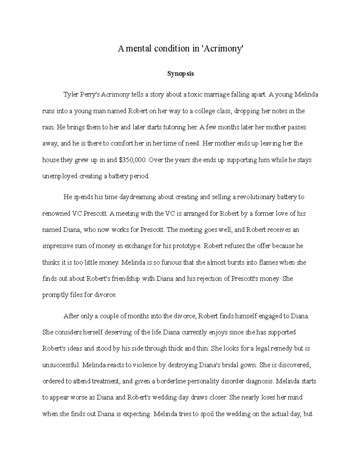 Acrimony - A young Melinda runs into a young man named Robert on her ...