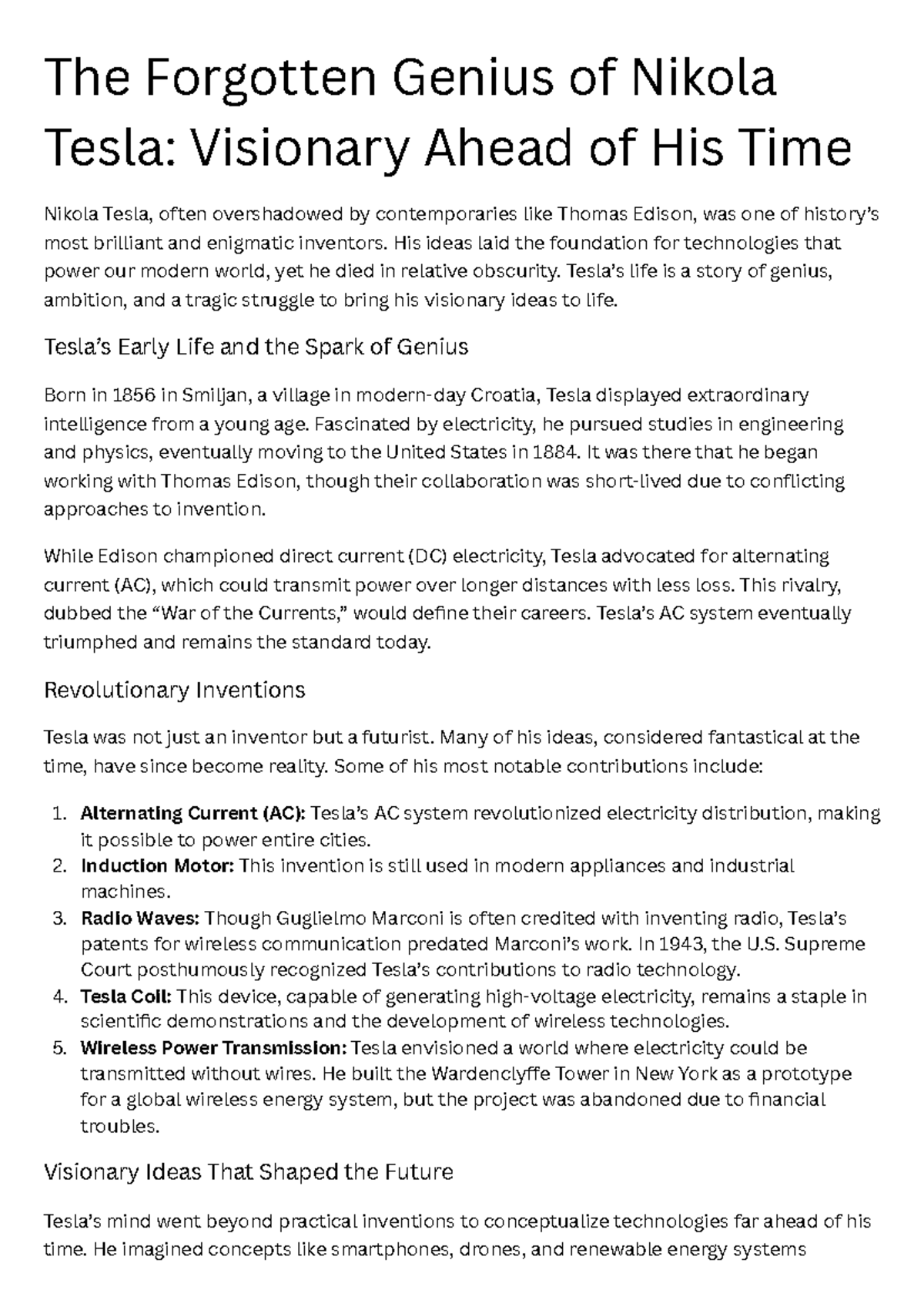 The Forgotten Genius of Nikola Tesla Visionary Ahead of His Time - The ...