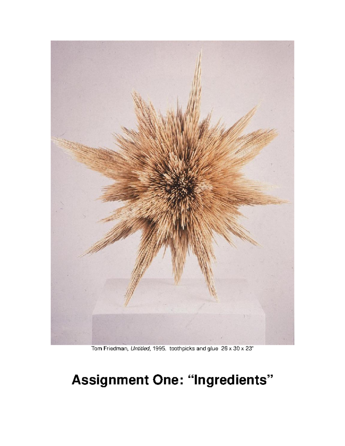 Paper One Ingredients - Tom Friedman, Untitled, 1995. toothpicks and ...