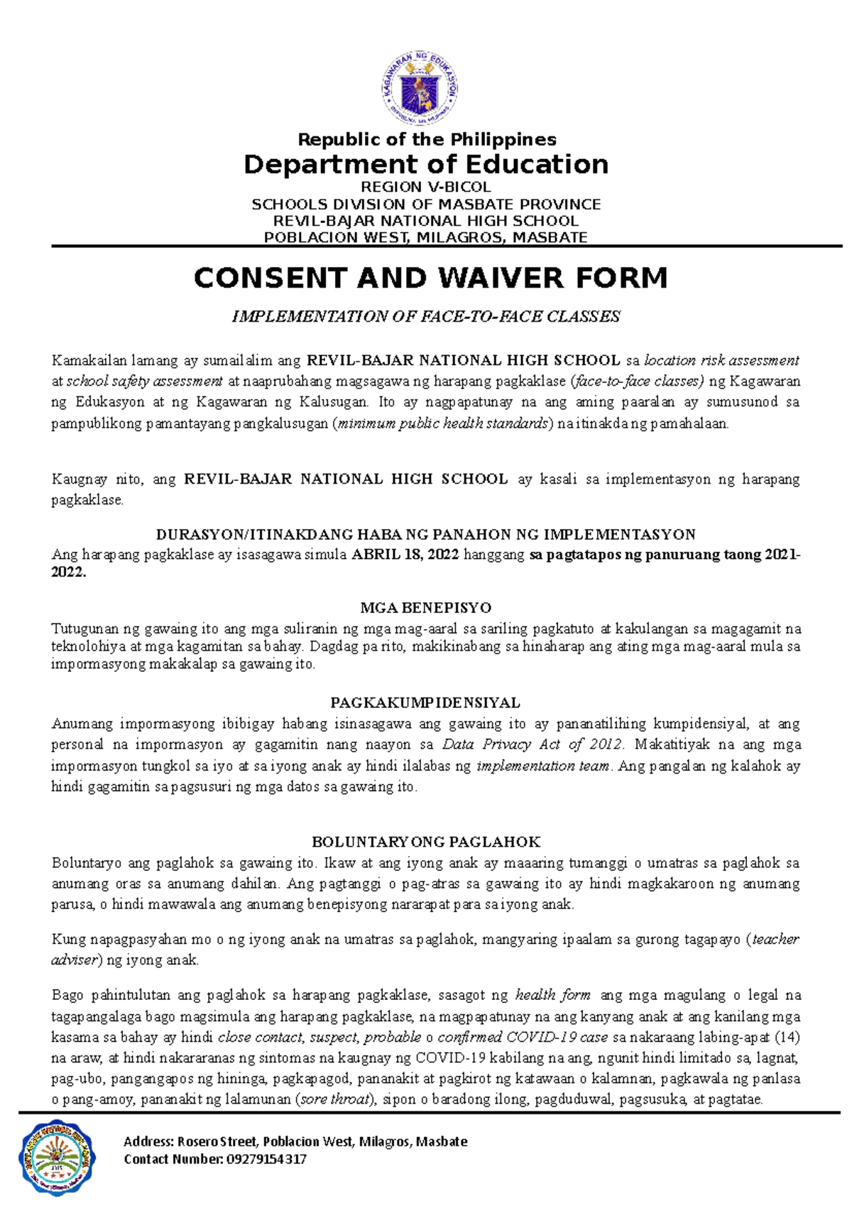 Consent-AND- Waiver - Republic of the Philippines Department of ...