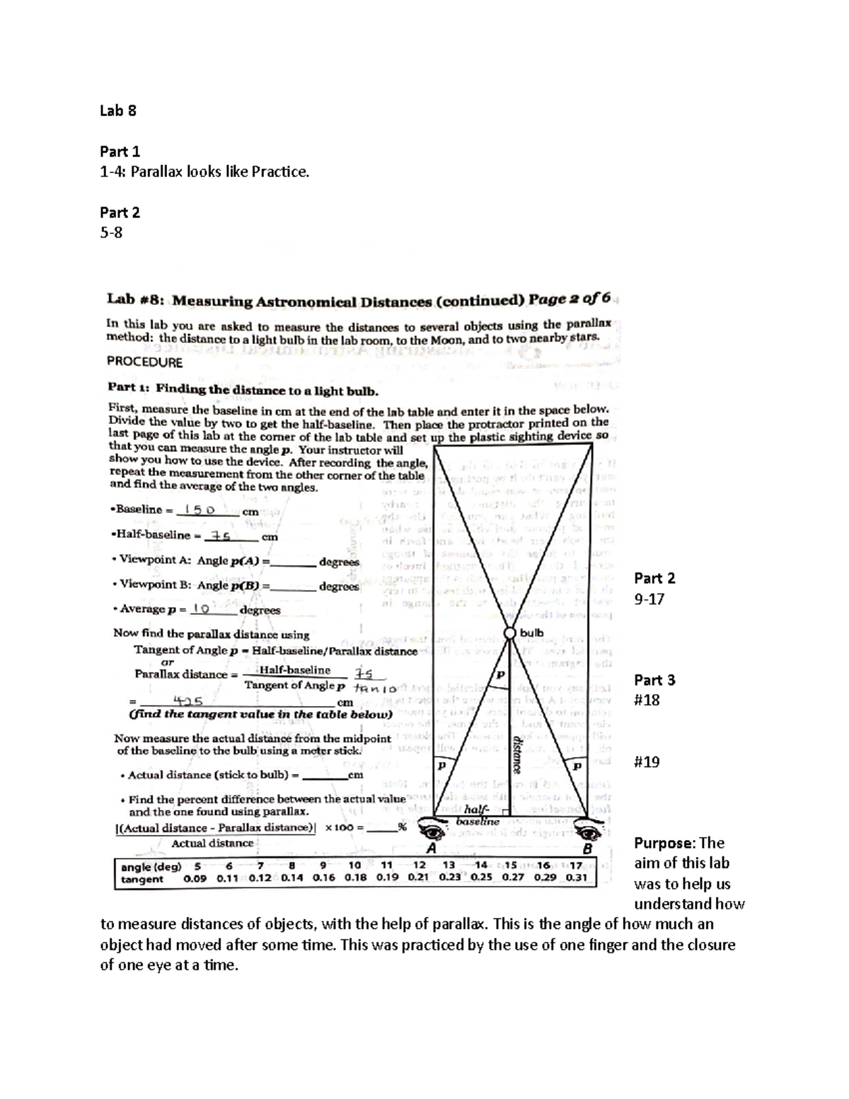 LAB 8, Lab Answers from practicals - Lab 8 Part 1 1-4 : Parallax looks ...
