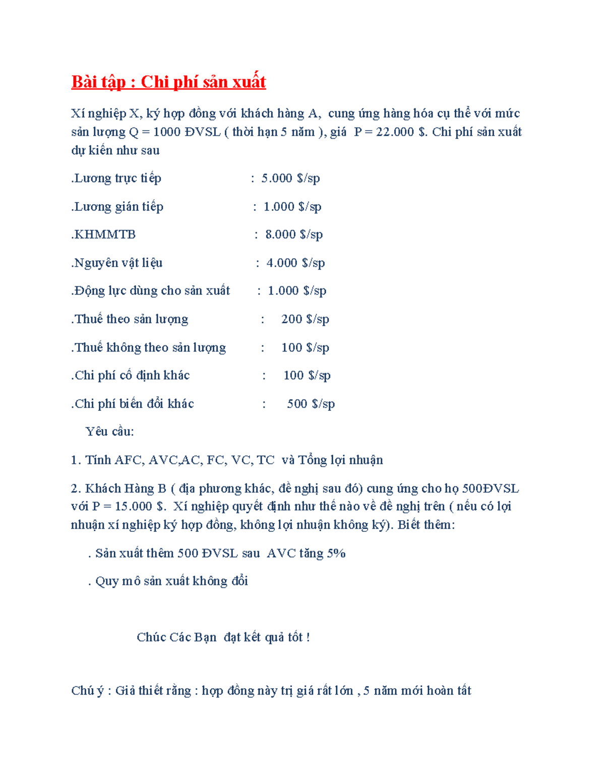 Bài tập CPSX - dgdgd - Bài tập : Chi phí sản xuất Xí nghiệp X, ký hợp ...