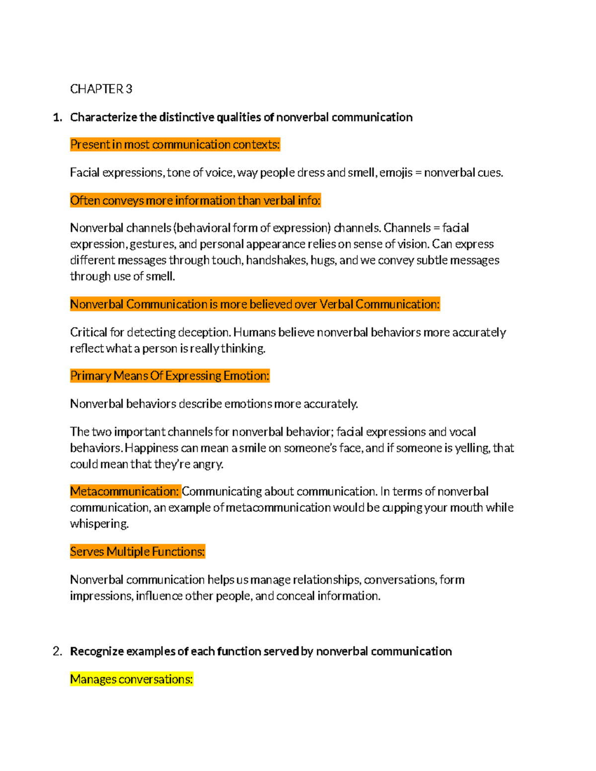 Human Communications CH.3 Study Guide - CHAPTER 3 Characterize the distinctive qualities of ...