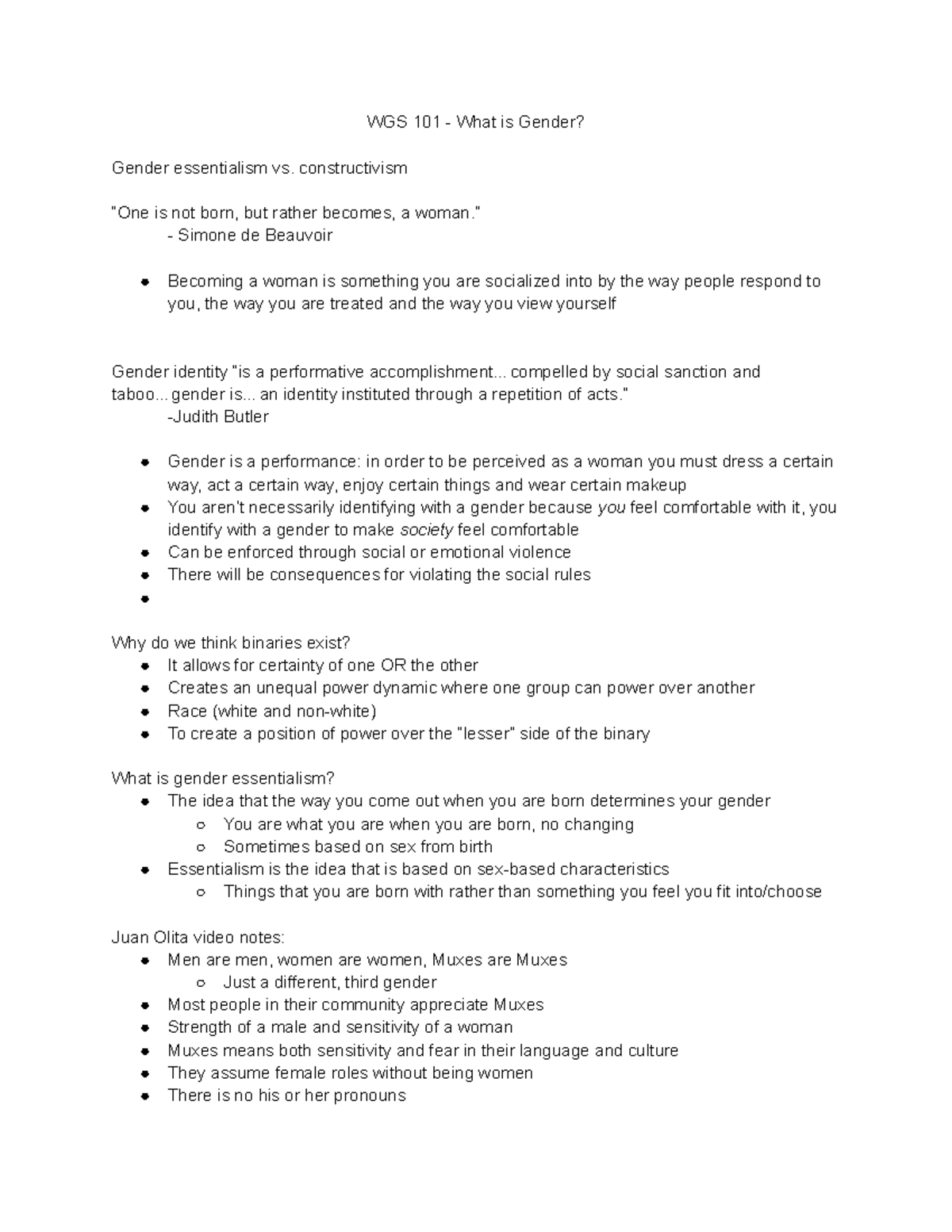 Week 1 Day 1 What Is Gender WGS 101 What Is Gender Gender