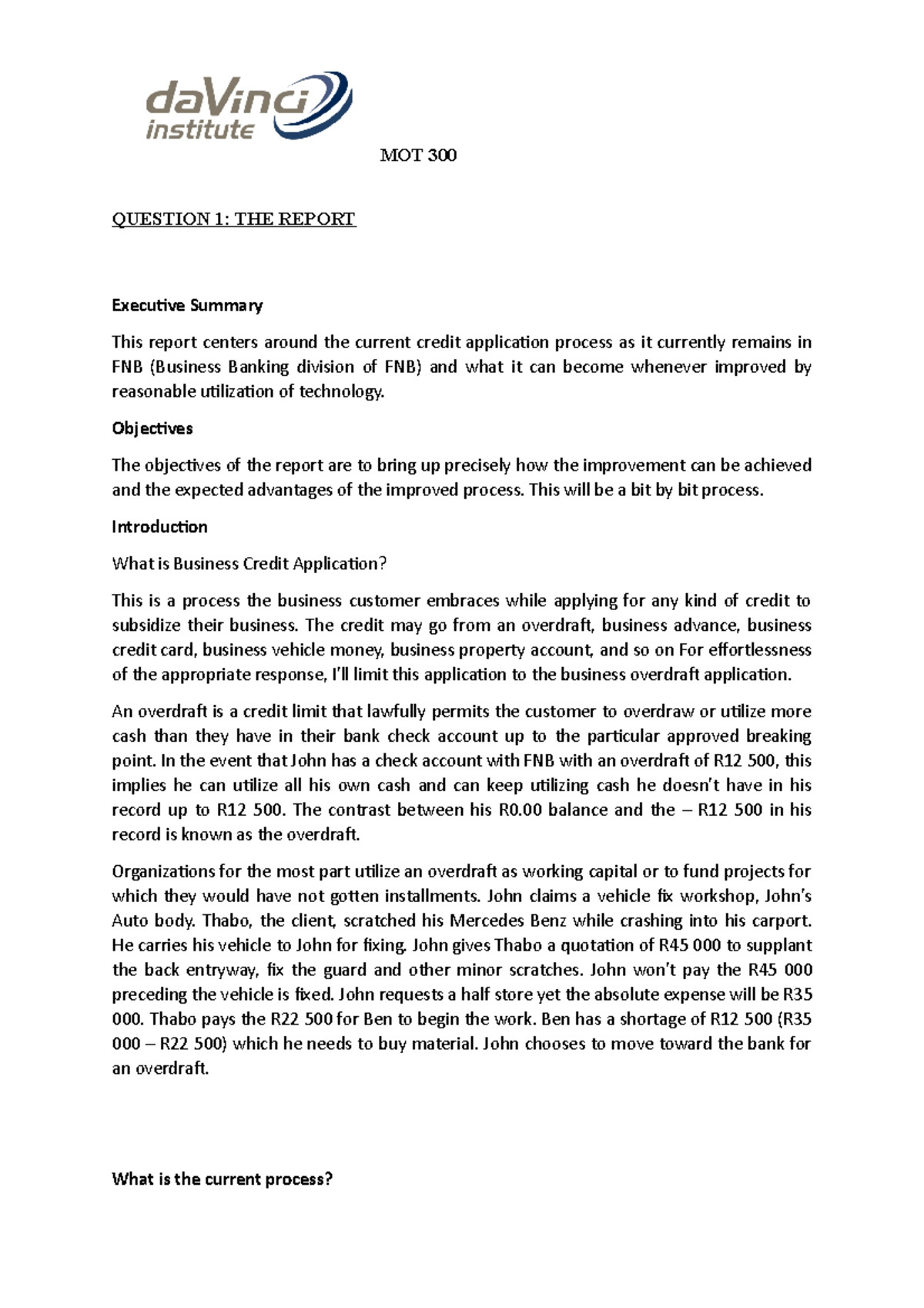 Management OF Technology - QUESTION 1: THE REPORT Executive Summary ...