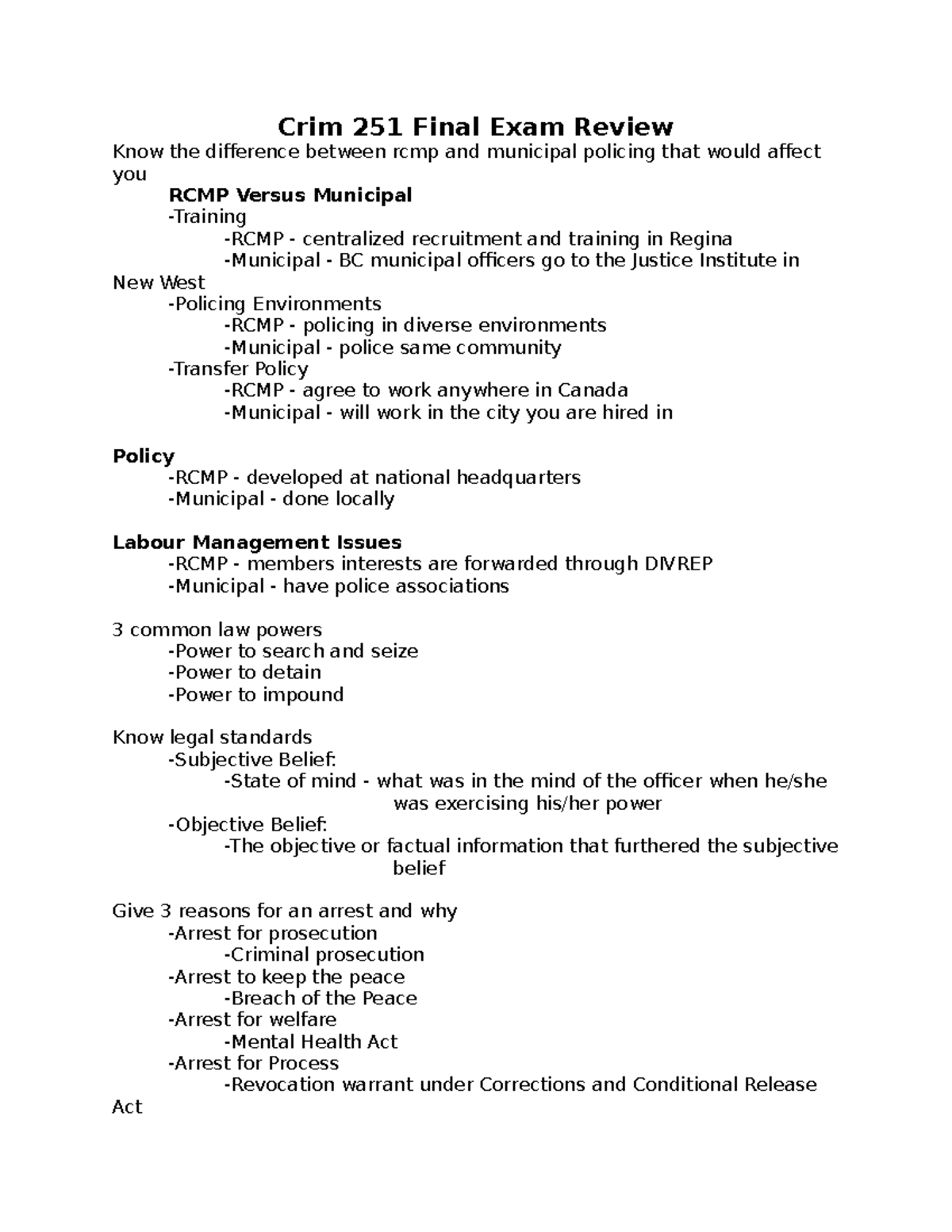 Final Exam 2019, questions and answers - Crim 251 Final Exam Review ...
