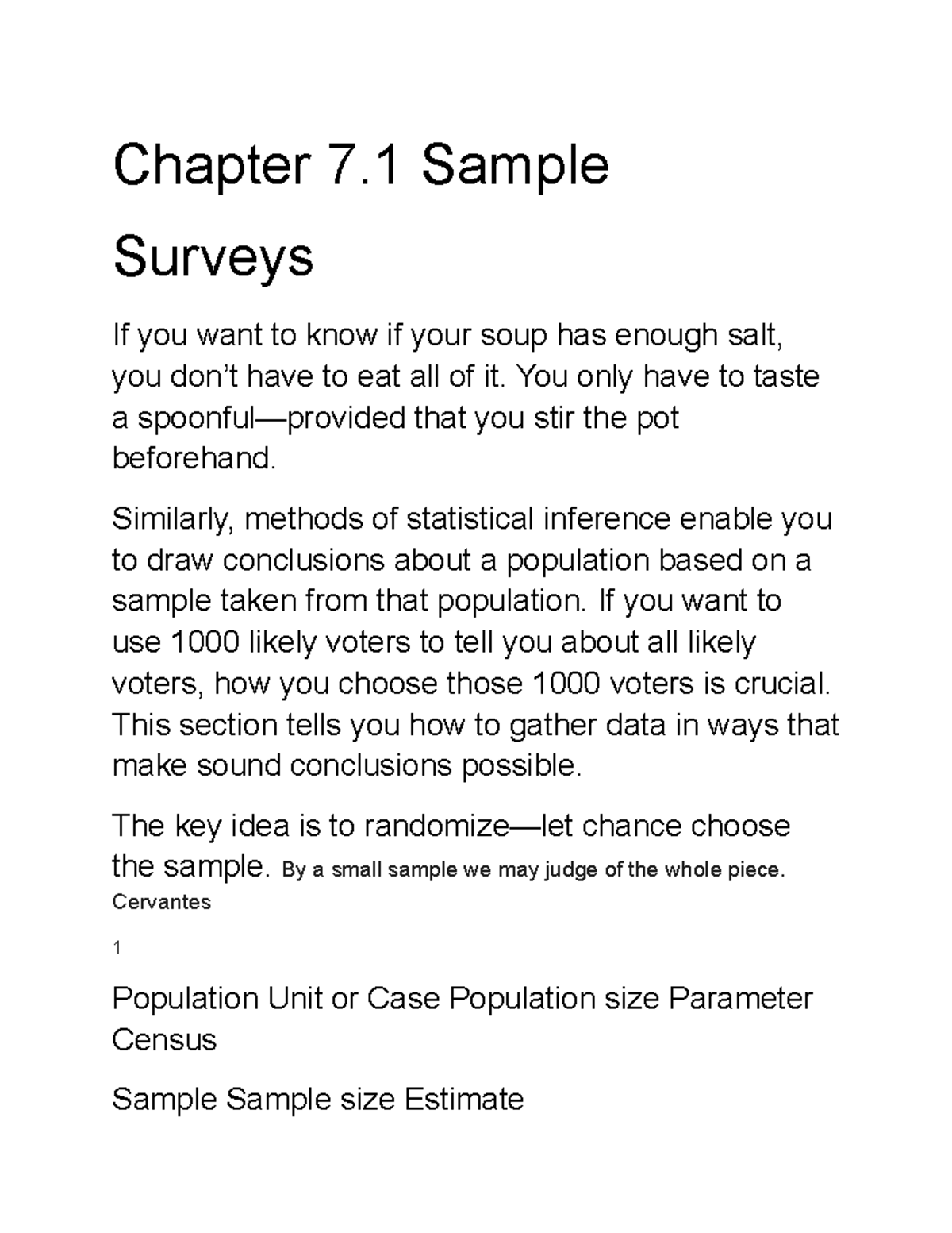 Math Stats notes and problems 1 - Chapter 7 Sample Surveys If you want ...