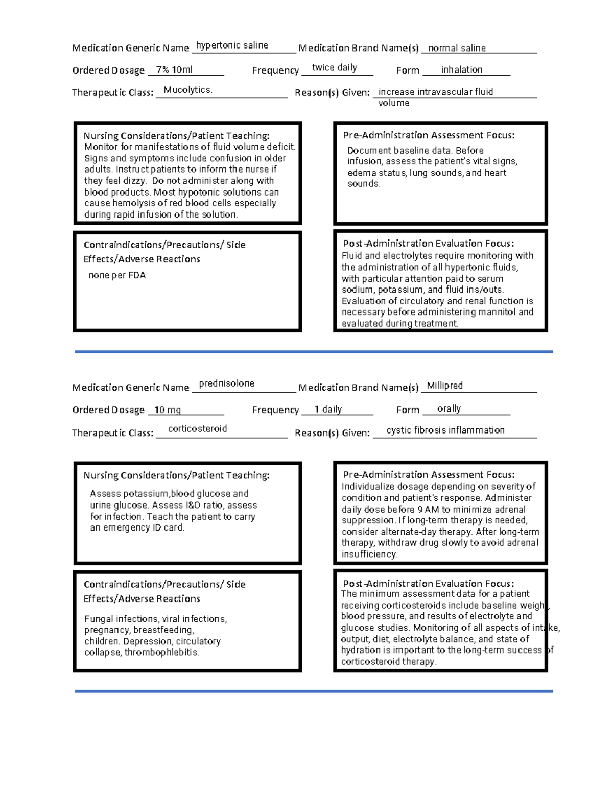 Med Card Template Standard Final - Medication Generic Name ...
