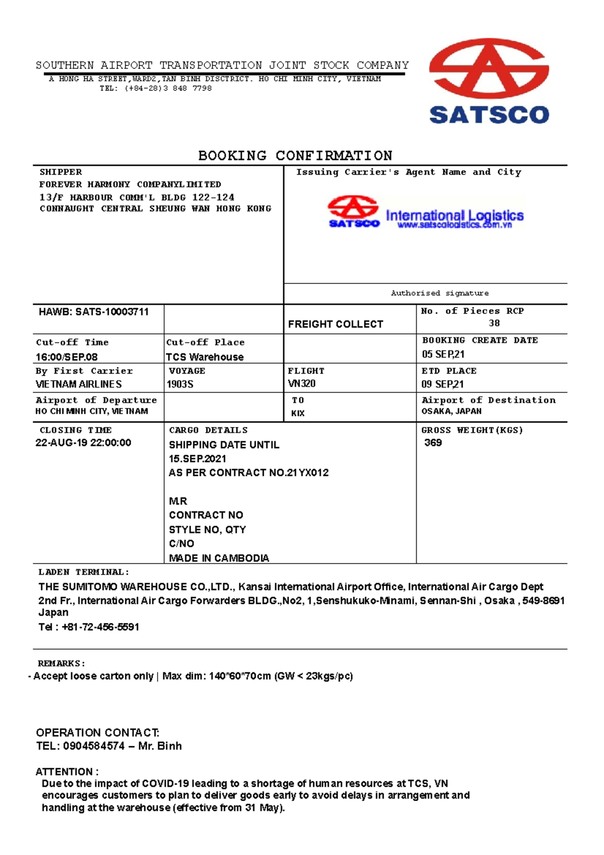 Booking confirmation-đã chuyển đổi - SOUTHERN AIRPORT TRANSPORTATION ...