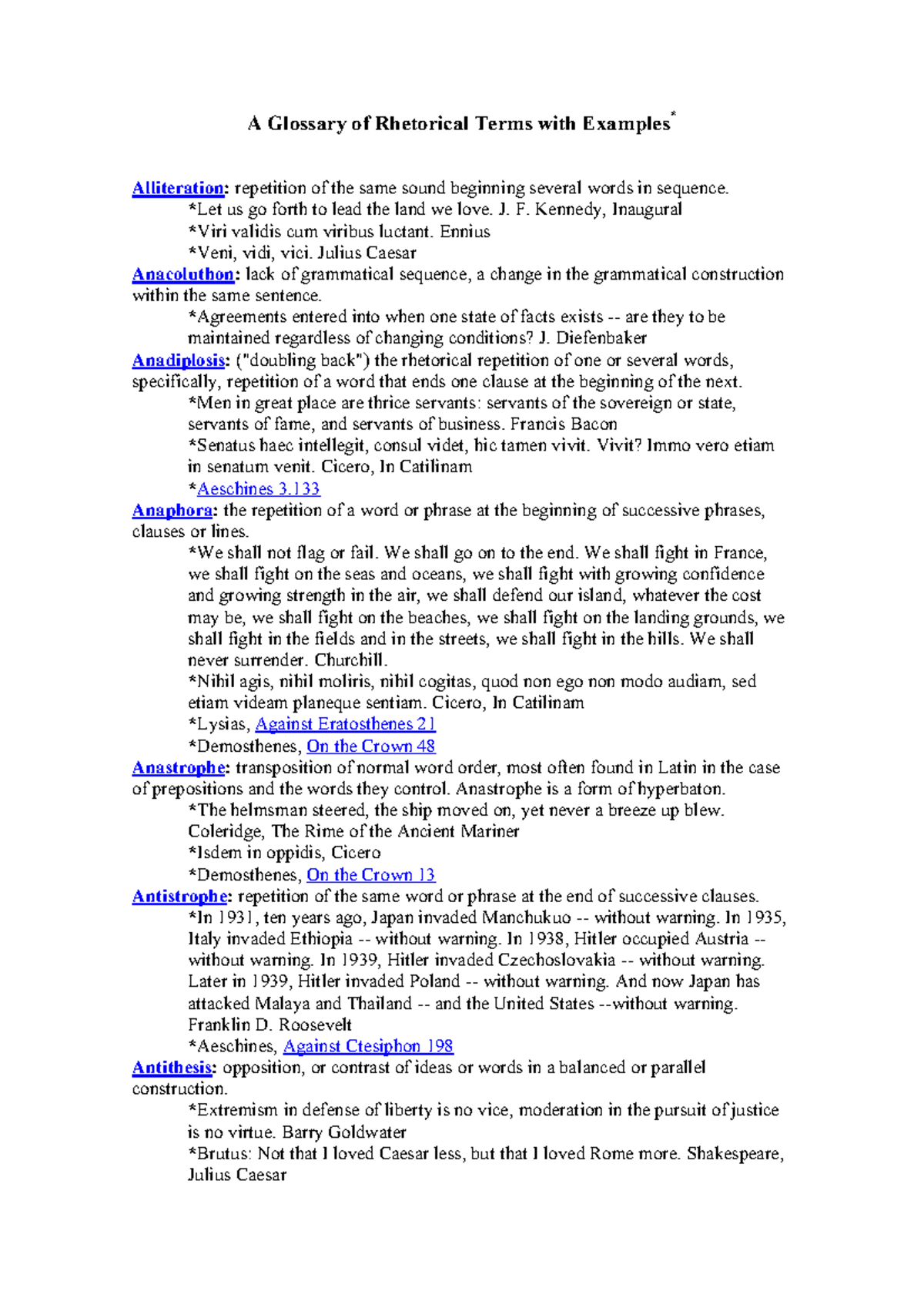 A Glossary of Rhetorical Terms with Examples - A Glossary of Rhetorical ...