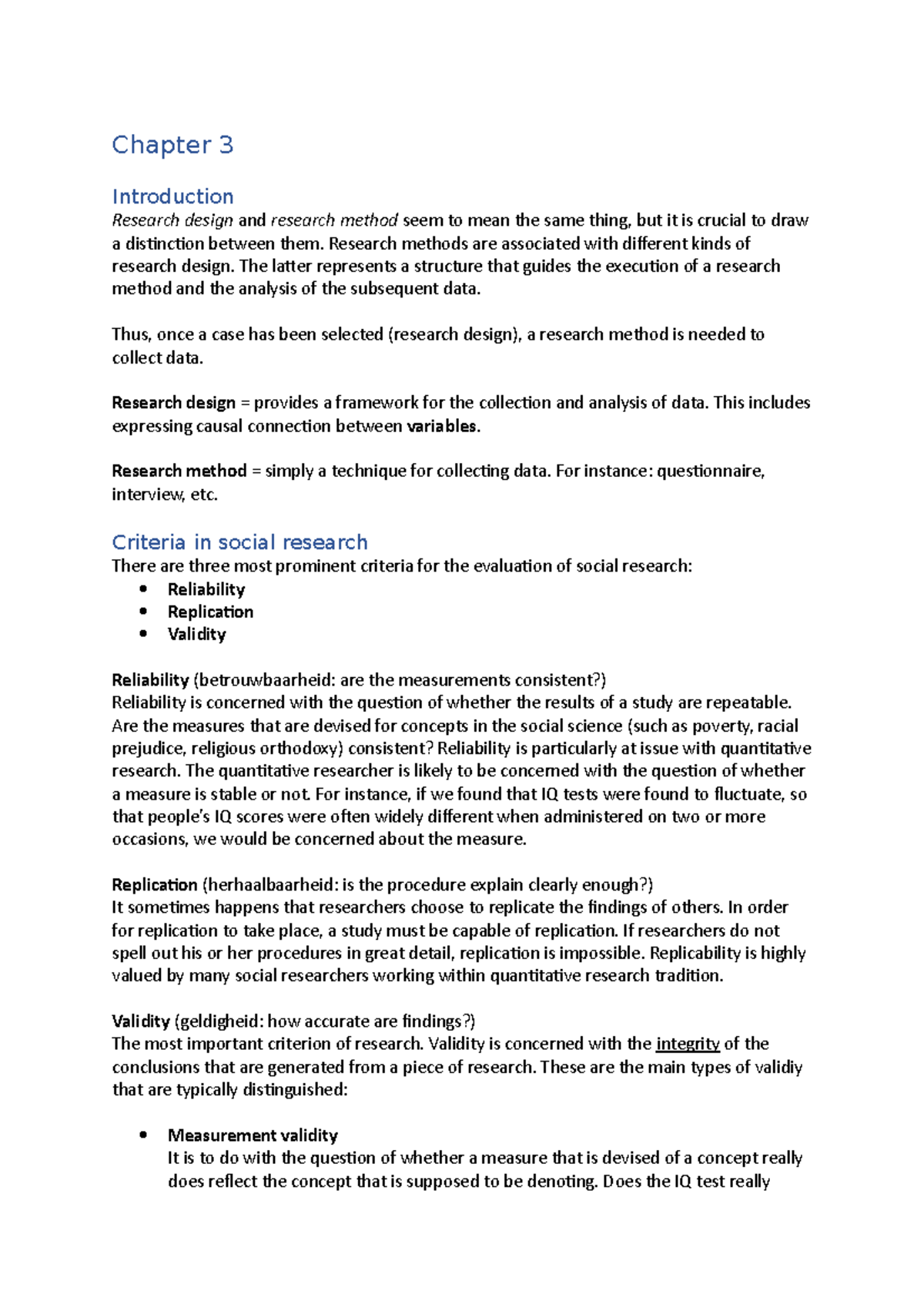 Chapter 3 - Social Research Methods Bryman - Chapter design and ...