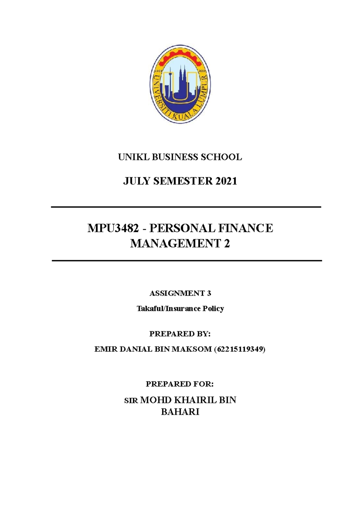 A single mother - Grade: B - UNIKL BUSINESS SCHOOL JULY SEMESTER 2021 ...