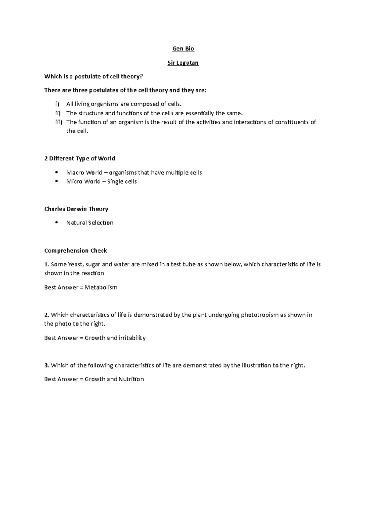 Gen-Bio-Notes - General Biology Notes - Gen Bio Sir Lagutan Which is a ...