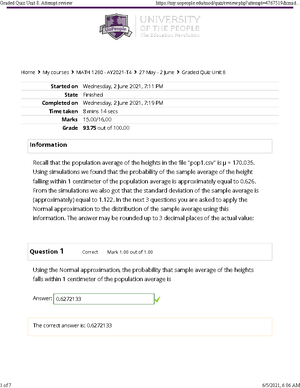 MATH 1280 written assignment unit 2 - Forty randomly selected students ...