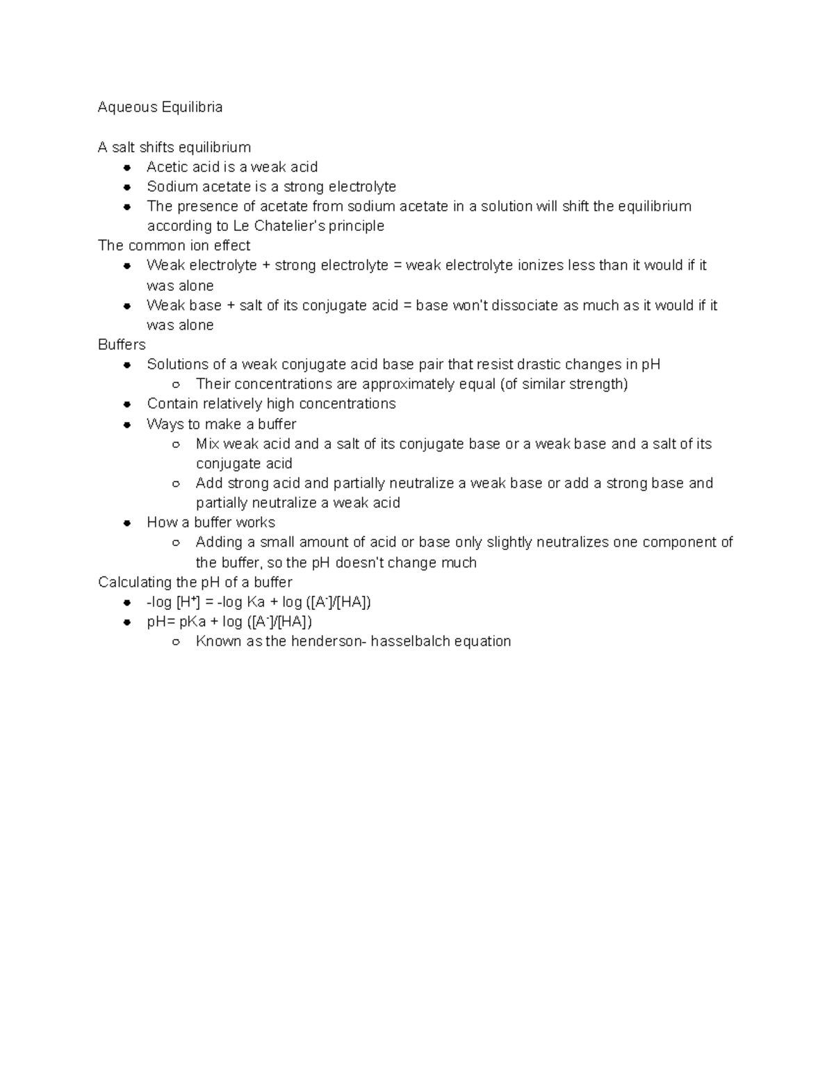 Chapter 17 Notes - General chemistry with Dr. Schwartz - Aqueous ...