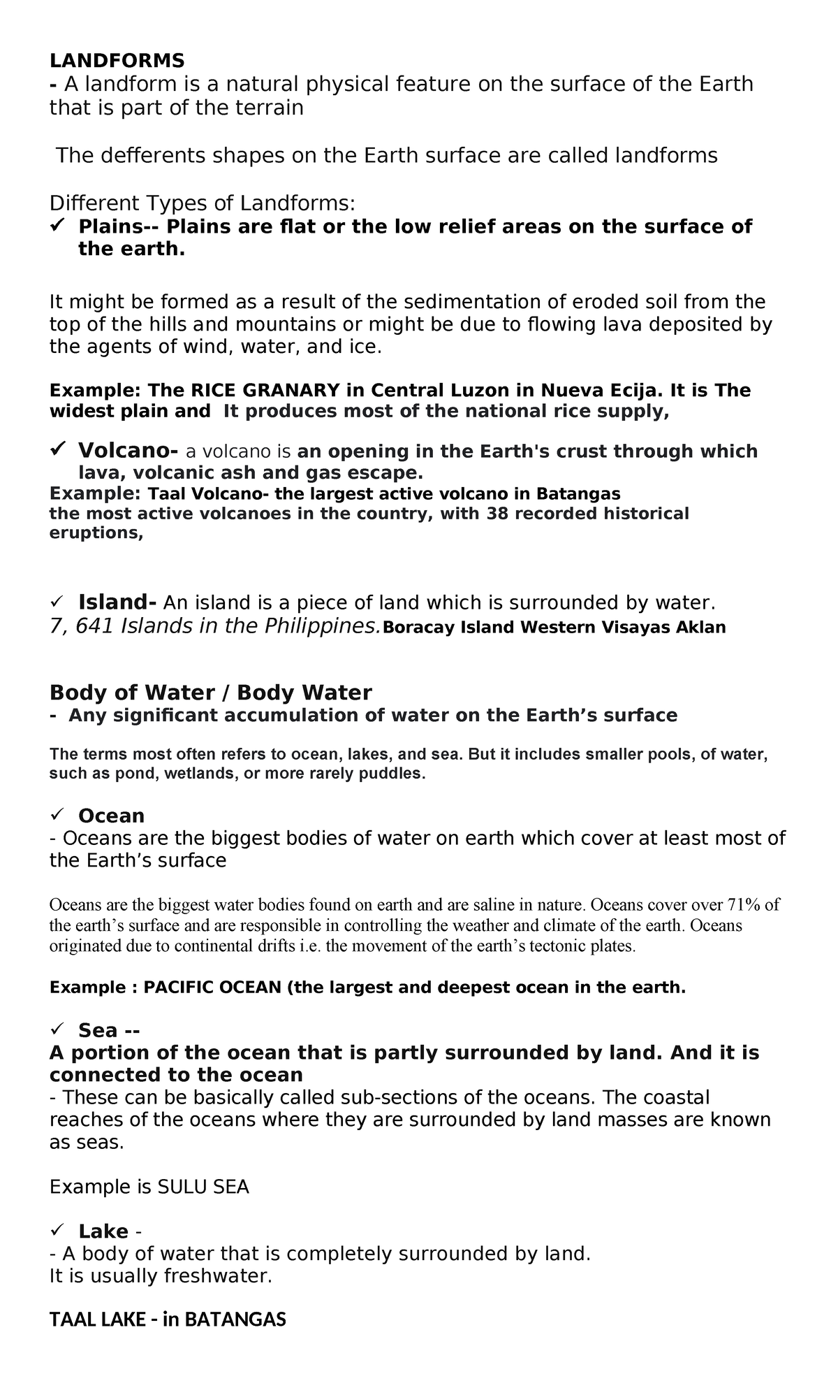 Demo Teaching Contest (topic guide) - LANDFORMS A landform is a natural ...