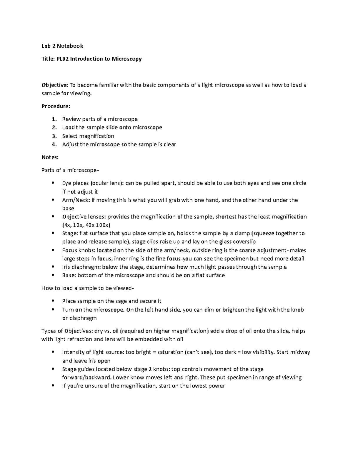 Lab 2 notebook - study materials - Lab 2 Notebook Title: PL02 ...