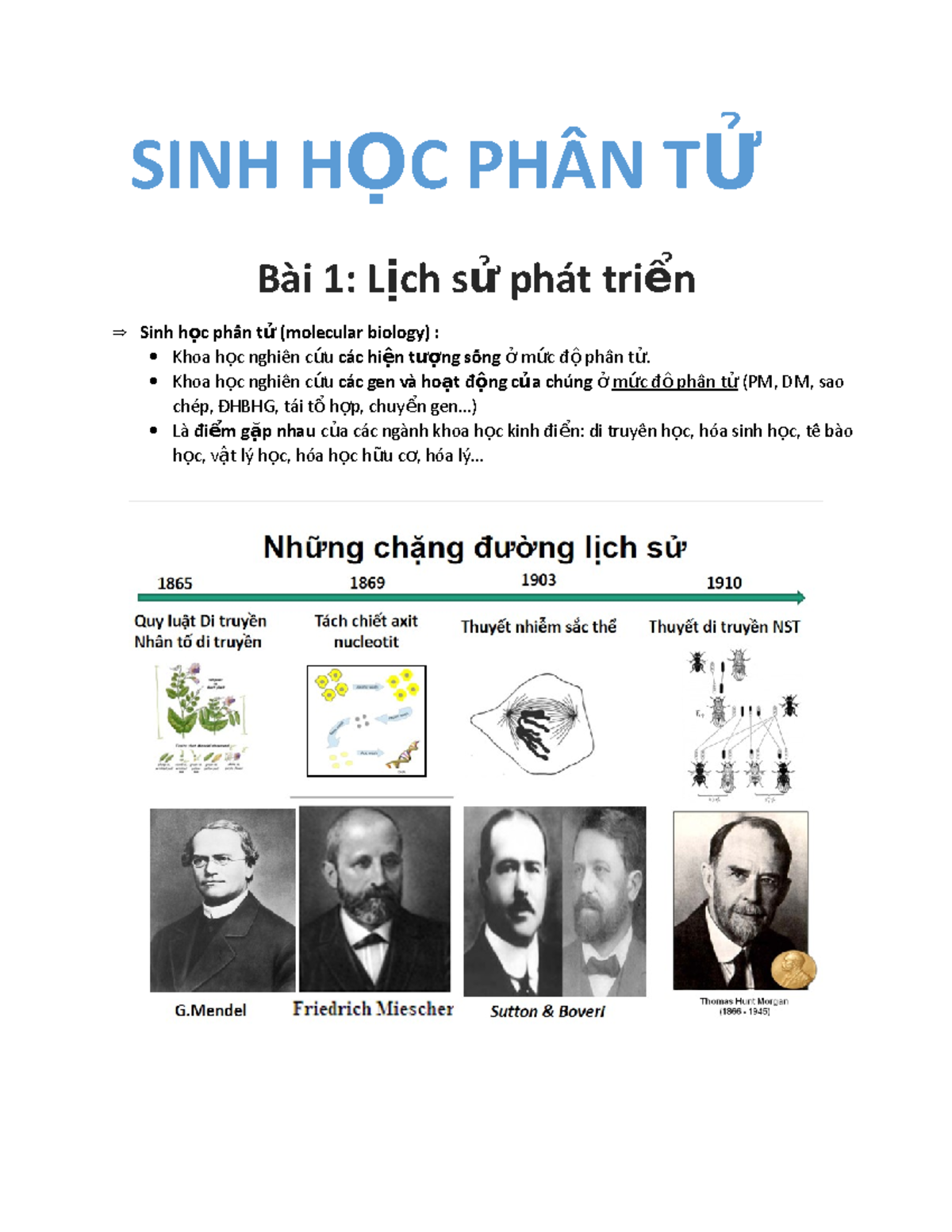 Ôn thiiiiiiiiiii - Bài 1: L ch sị ử phát tri ển Sinh h ọc phân t ử(molecular biology) : Khoa h ...