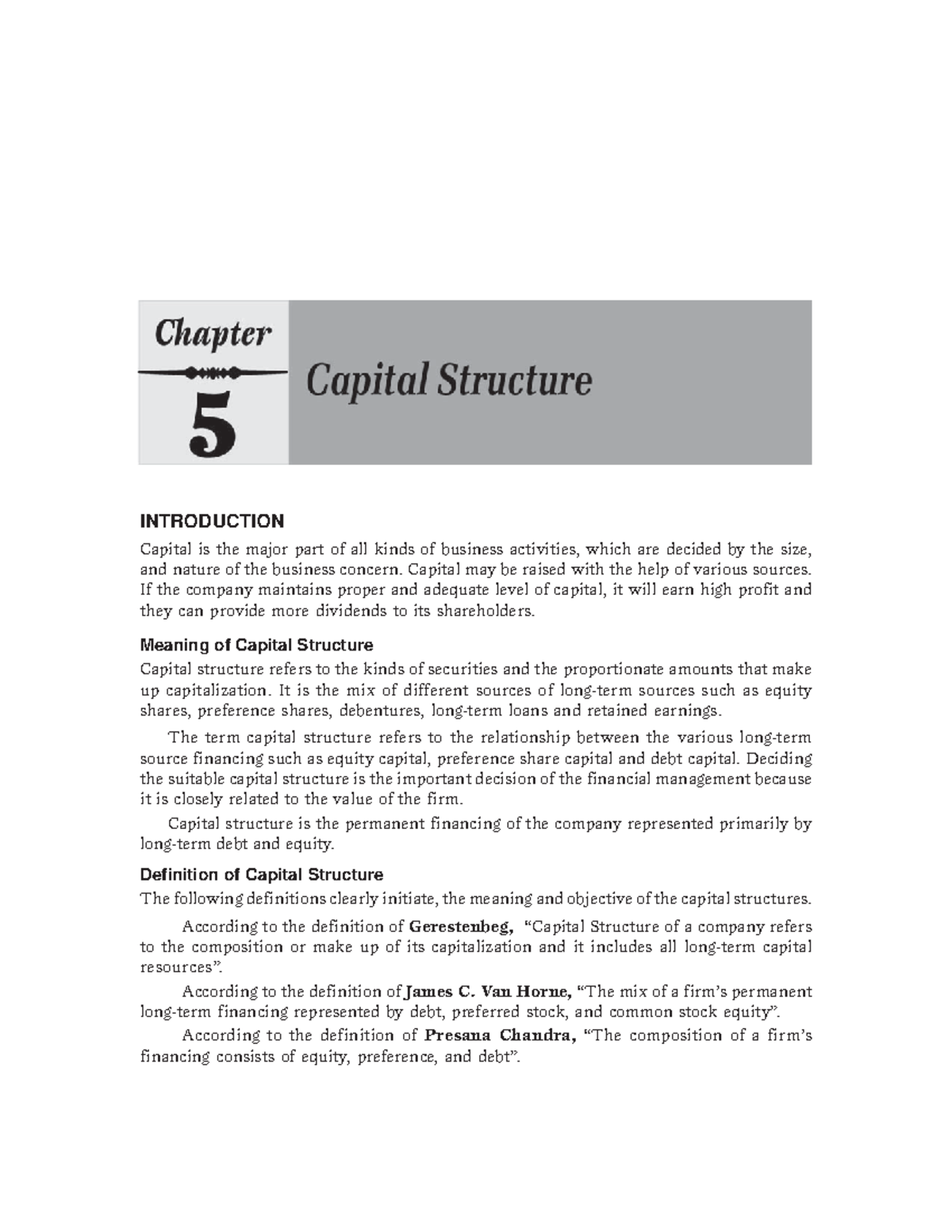 5. Capital Structure - Paramasivan - INTRODUCTION Capital is the major ...