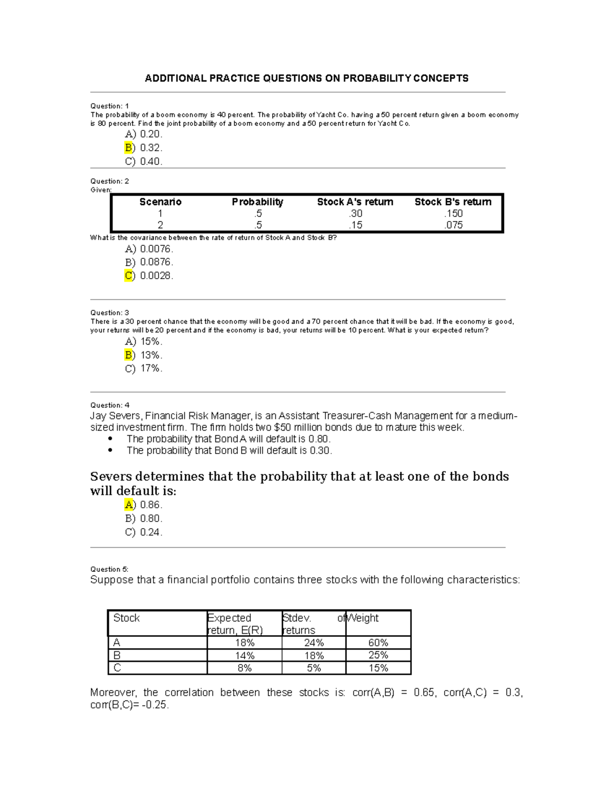 Practice questions probability concepts (tut3) - ADDITIONAL PRACTICE ...