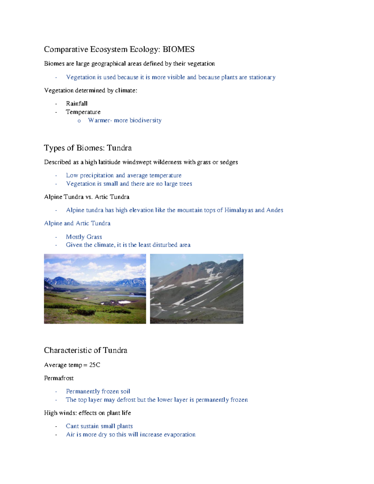 Ecology Test 3 Study Guide - Comparative Ecosystem Ecology: BIOMES ...