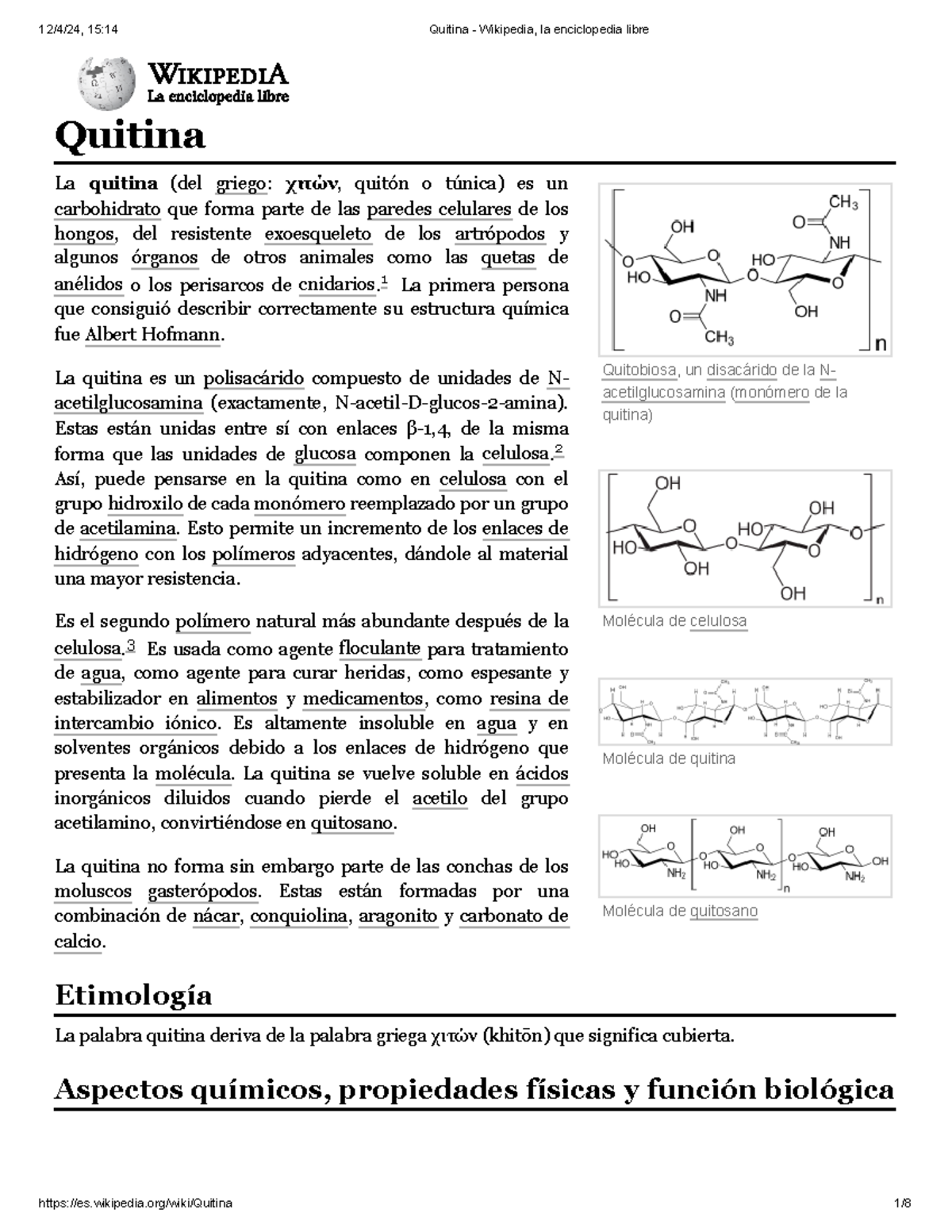 2222222222222222222 - apuntes - Quitobiosa, un disacárido de la N ...