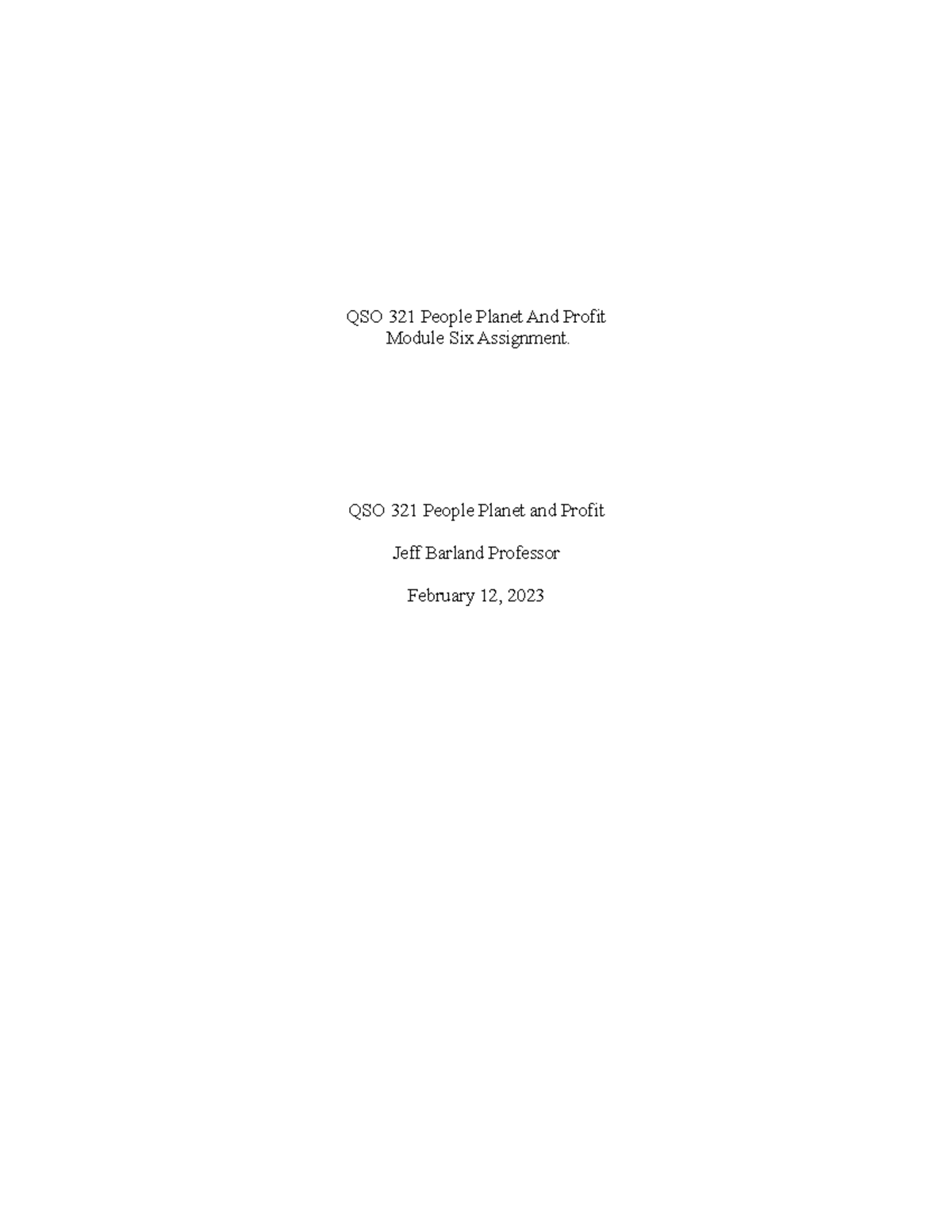 QSO 321 Module 6 Assignment - QSO 321 People Planet And Profit Module ...