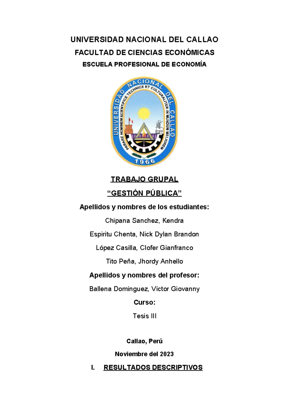 Gestión Pública - Trabajo Grupal Tesis III - UNIVERSIDAD NACIONAL DEL ...