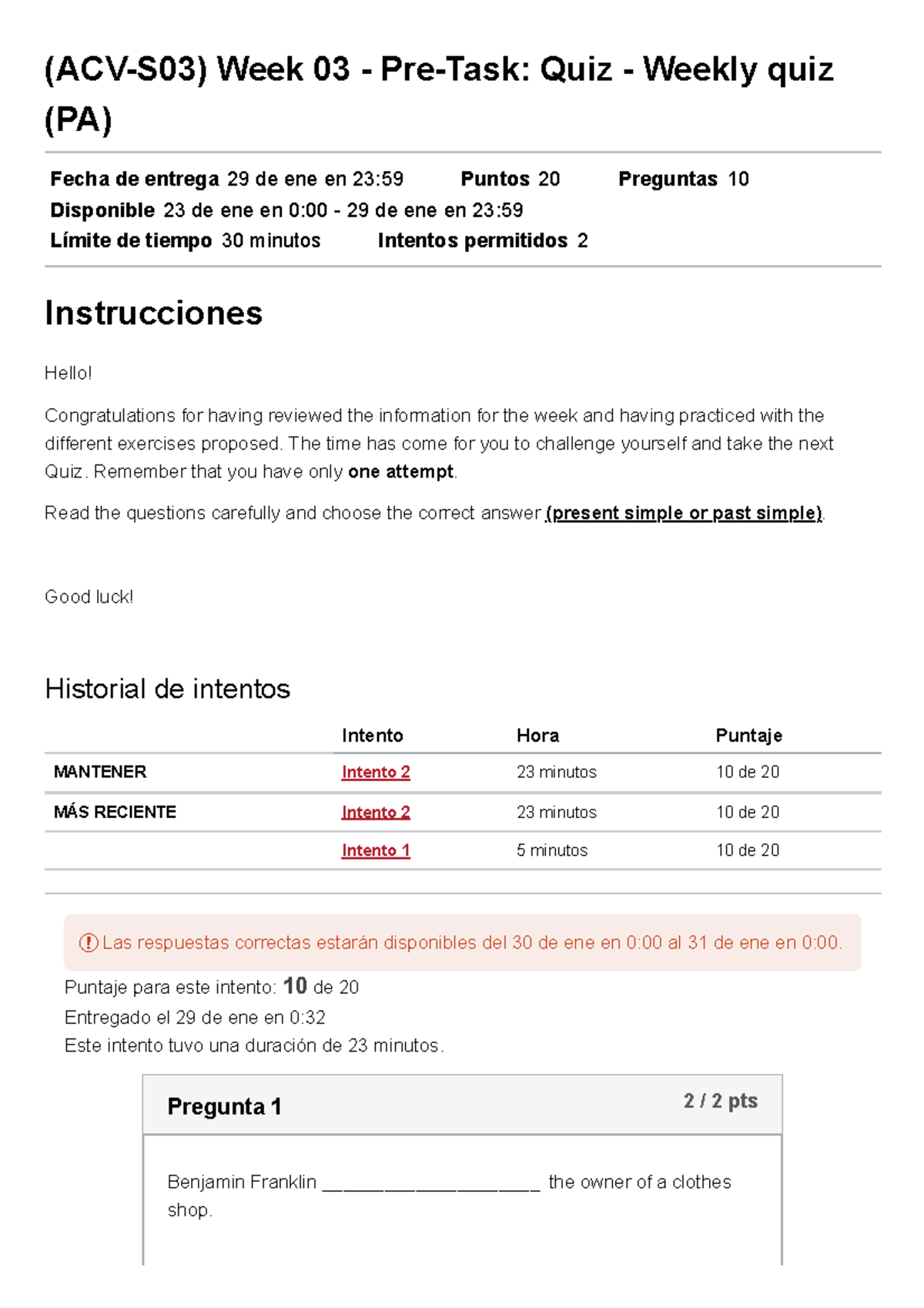 (ACV-S03) Week 03 - Pre-Task Quiz - Weekly quiz (PA) Ingles III (5634)2 - (ACV-S03) Week 03 ...
