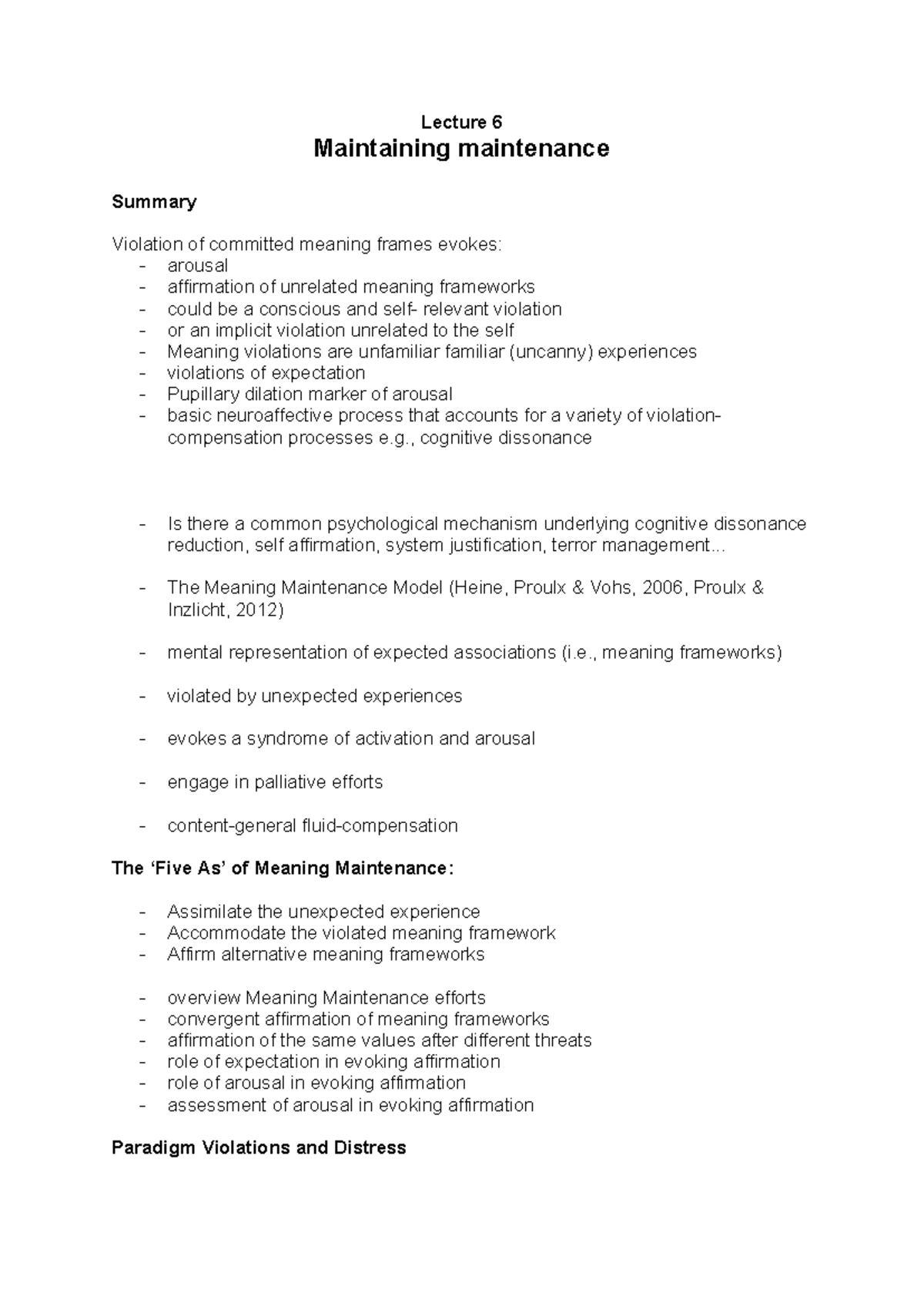 L6 Maintenace Notes - Maintenance - Lecture 6 Maintaining maintenance ...