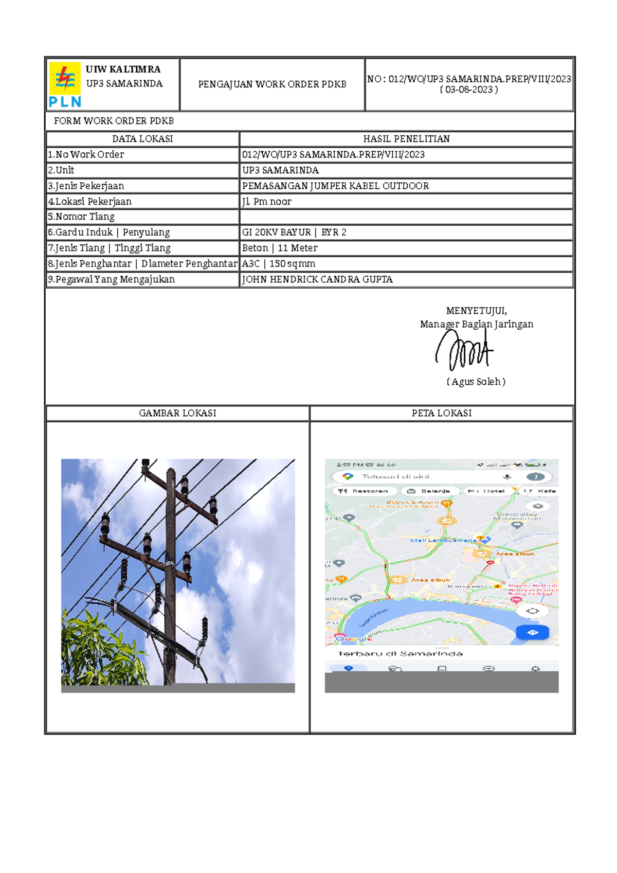 sp2b sp3b pdkb up3 samarinda - UP3 SAMARINDA PENGAJUAN WORK ORDER PDKB ...