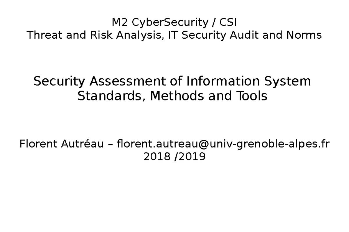 Class Security Audit-1 - Security Assessment of Information System ...