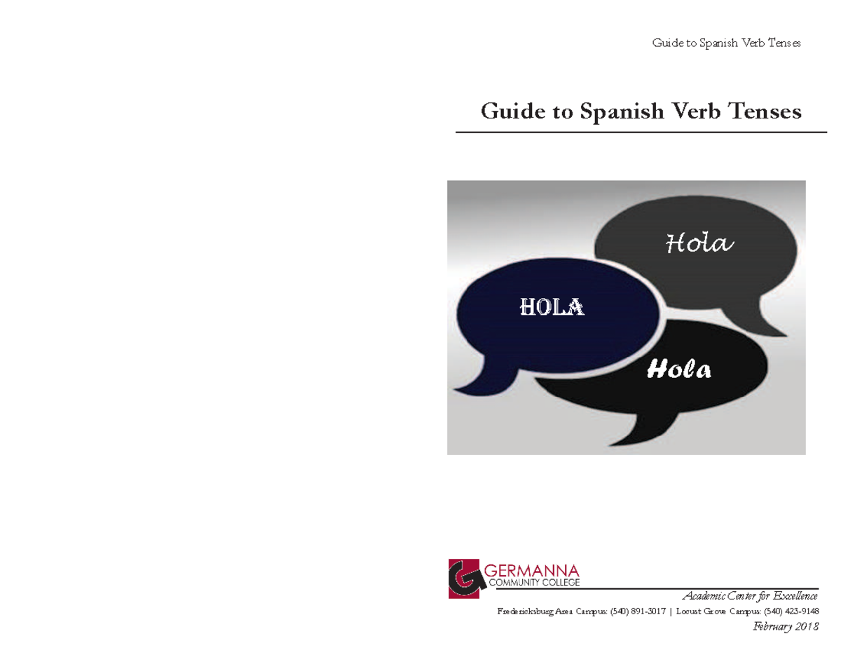 Spanish-Verbs - Spanish Verbs - Guide to Spanish Verb Tenses Academic ...