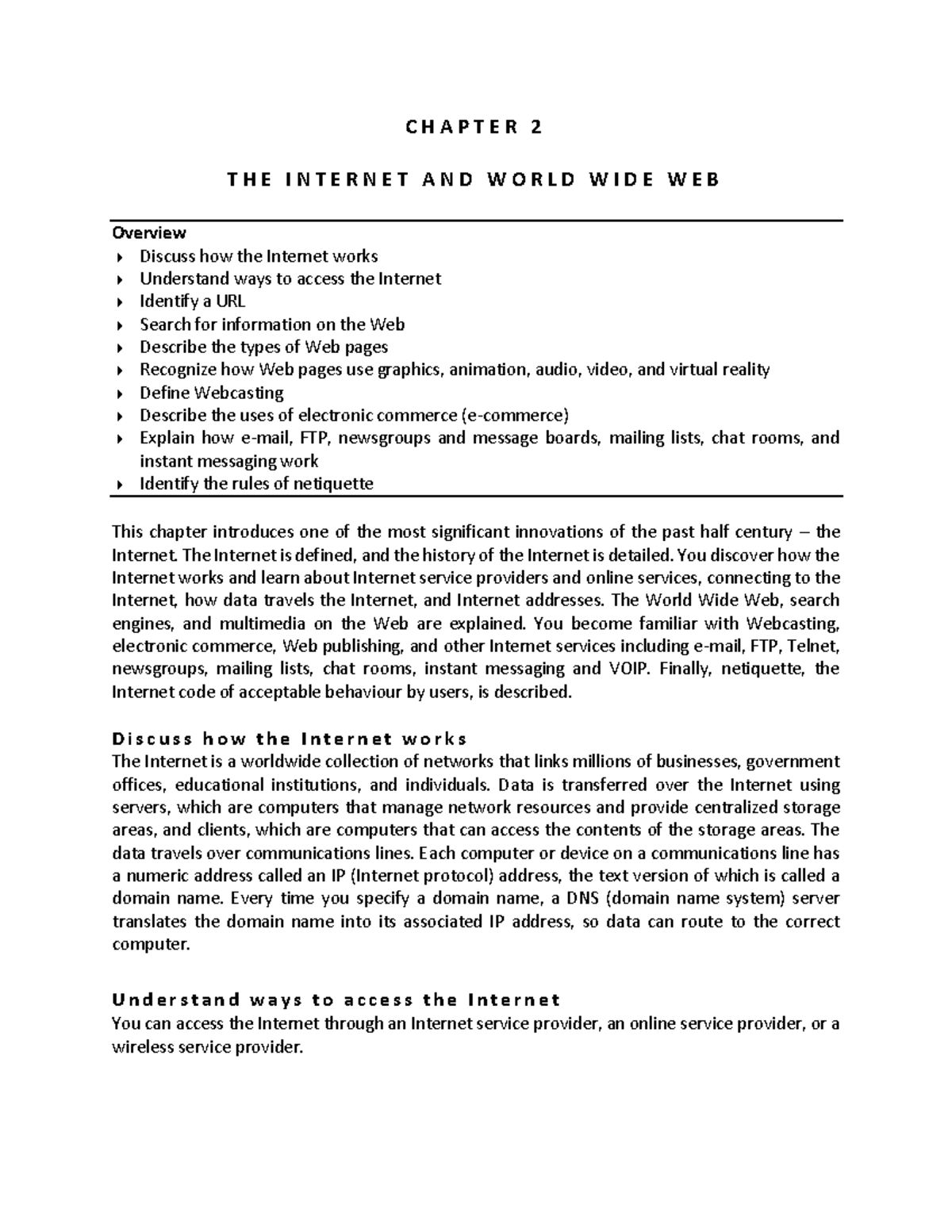 Computers-part5 - computer information systems (CIS131) - C H A P T E R 2 T H E I N T E R N E T ...