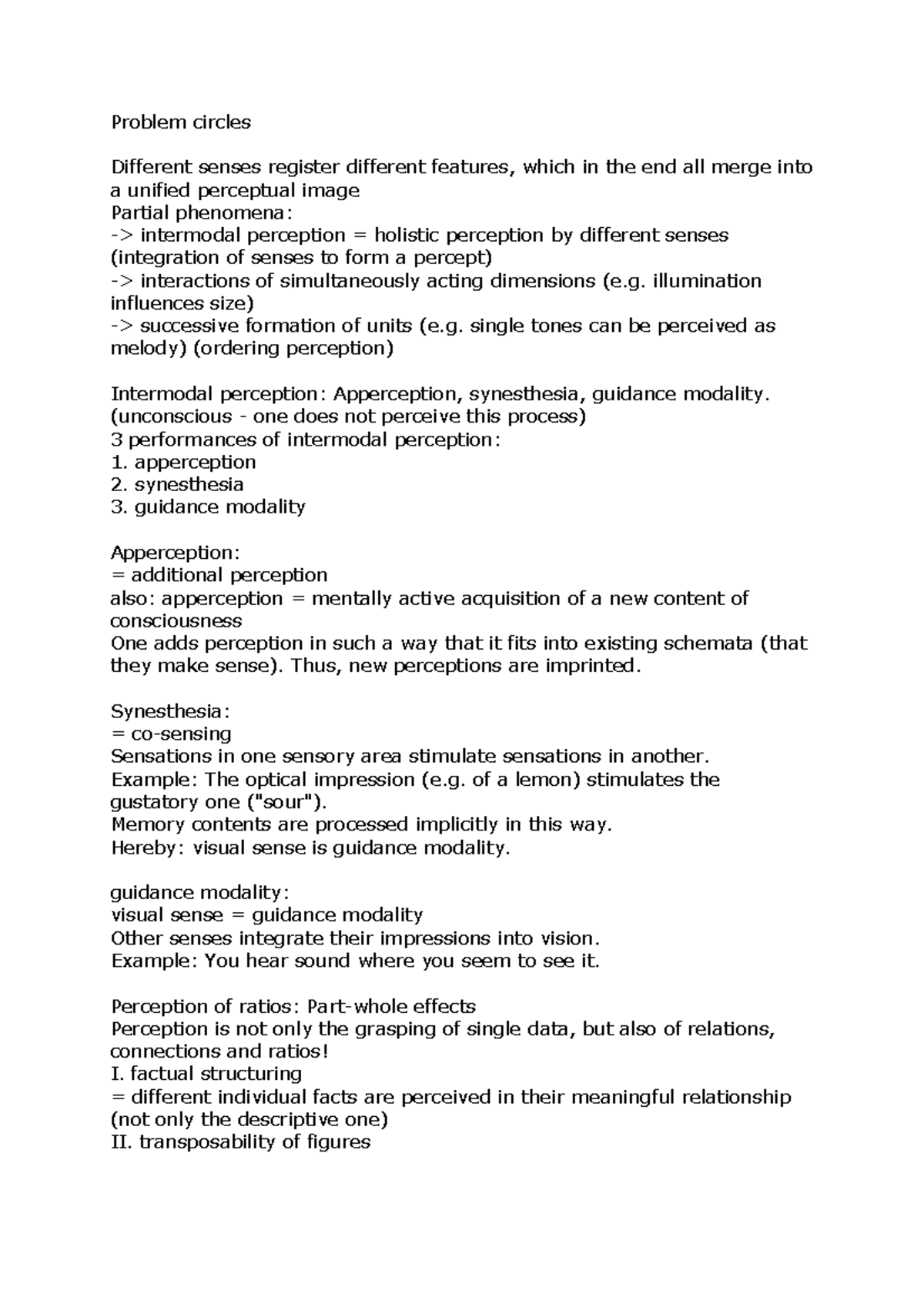 Problem circles - Psycho Notes - Problem circles Different senses ...