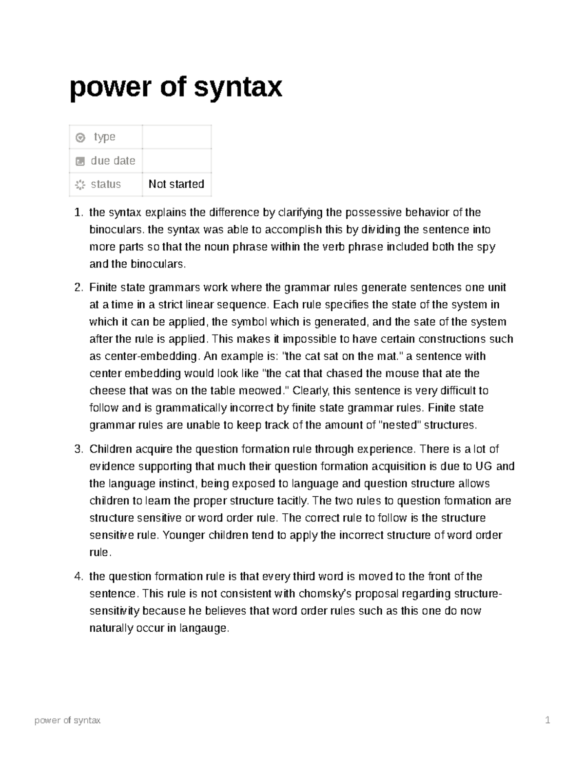 Power of syntax hw - power of syntax 1 power of syntax type due date ...
