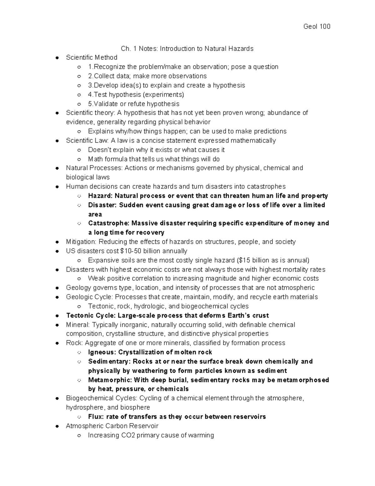 Ch. 1 Notes - Jeremy Koonce - Ch. 1 Notes: Introduction to Natural ...