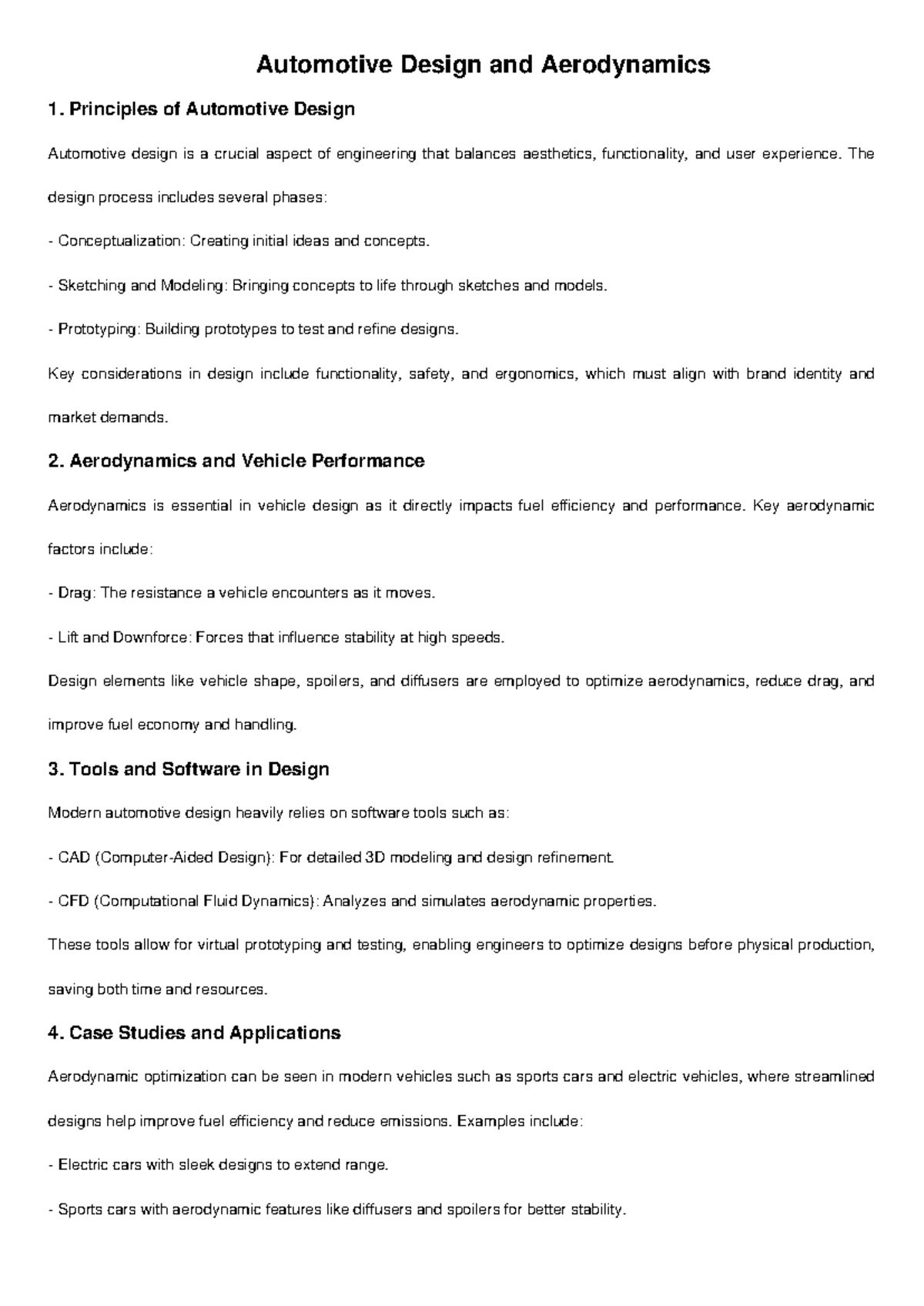 Automotive Design and Aerodynamics - Principles of Automotive Design ...