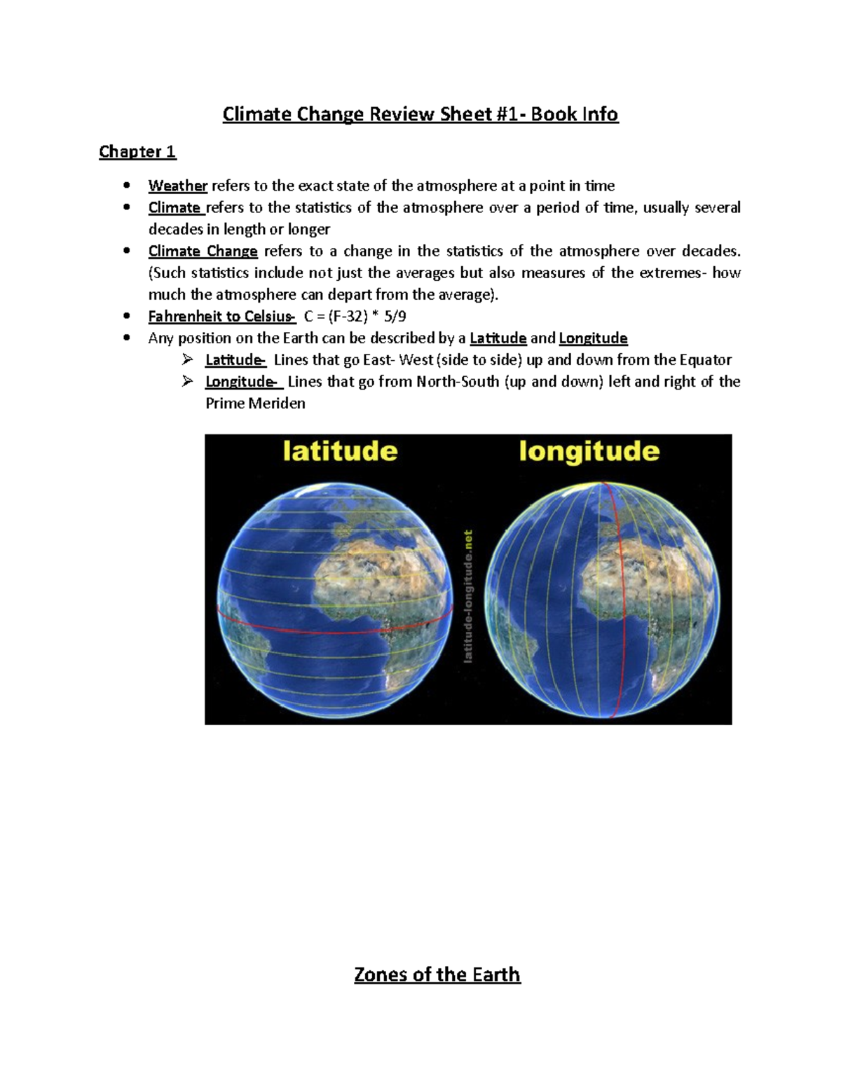 Climate Change Review Sheet 1 Book Edition - Climate Change Review ...