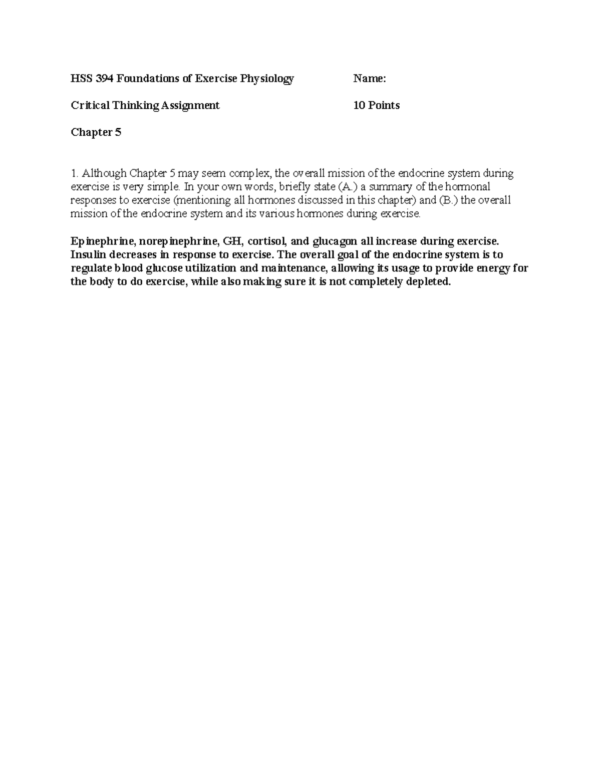 Chap 5 Critical Thinking Assignment - HSS 394 Foundations of Exercise ...